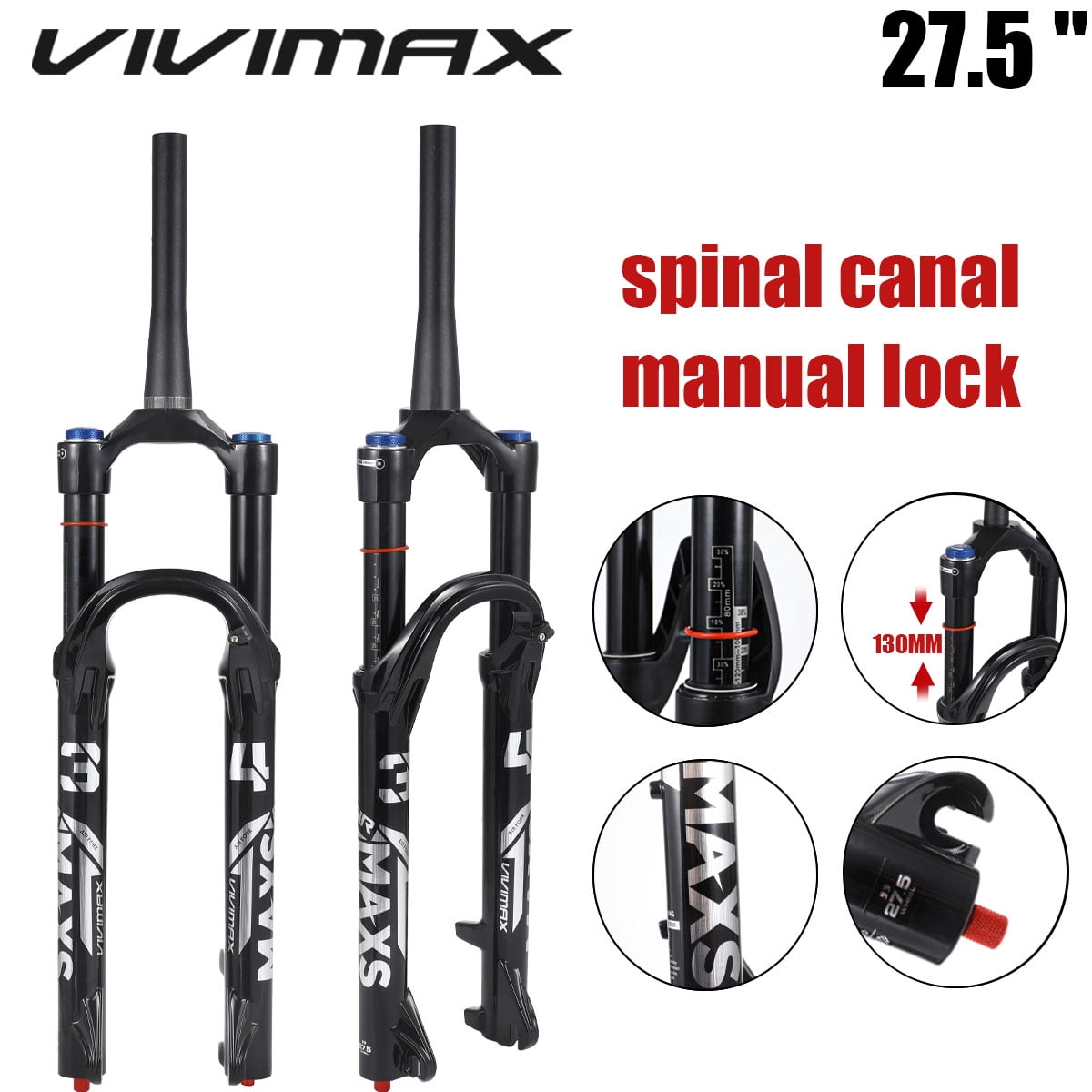 VIVIMAX MTB Bike Fork Solo Air Bicycle Front Suspension 27.5/29inch ...