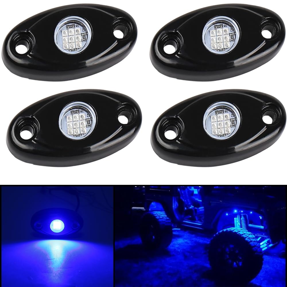 VIVIPART Blue LED Rock KEF16 Lights, Waterproof 4 Pods Neon Underglow ...