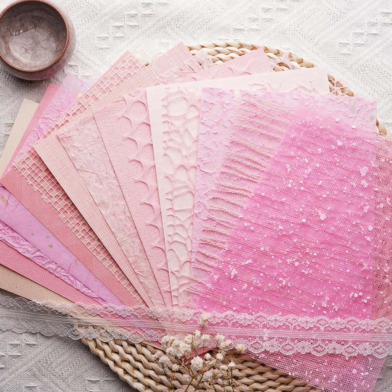 VIVIQUEN 15Pcs HandmadeTRDN Scrapbook Art Paper Craft Textured Paper A5 ...