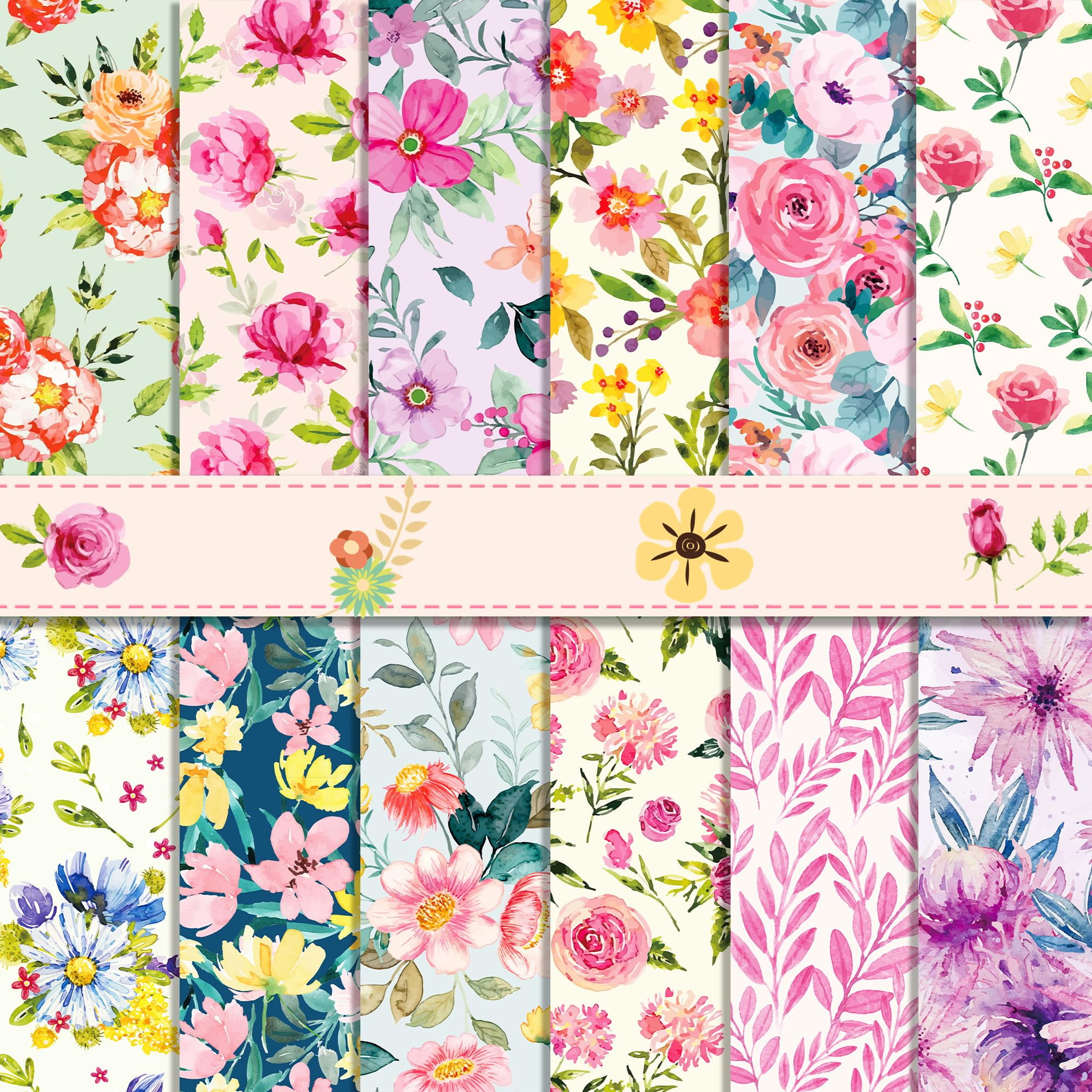 VIVIQUEN 24 Pack Floral JKF25 Pattern Double-Sided Paper, 12-inches ...