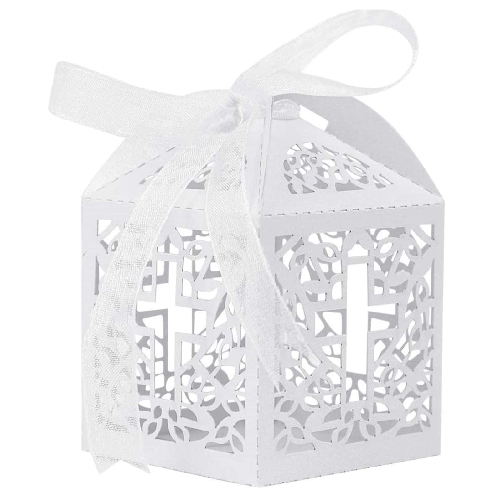 VIVIQUEN Baptism Favor Boxes, MMF7 Laser Cut Cross Favor Boxes with 50 ...