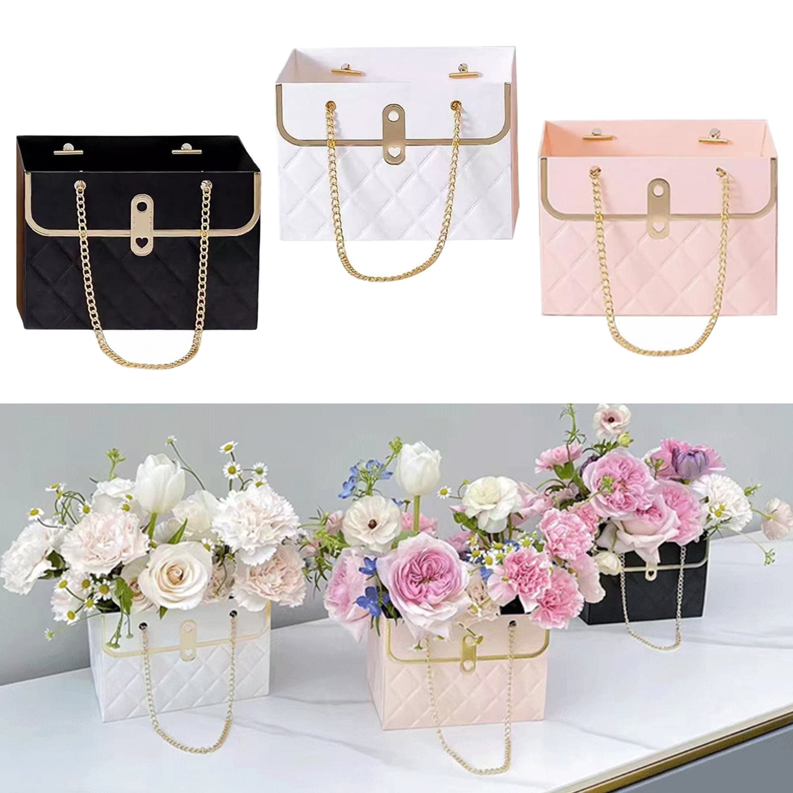 VIVISPECIAL Flower Paper Box, Rectangle Waterproof Bouquet Holder ...