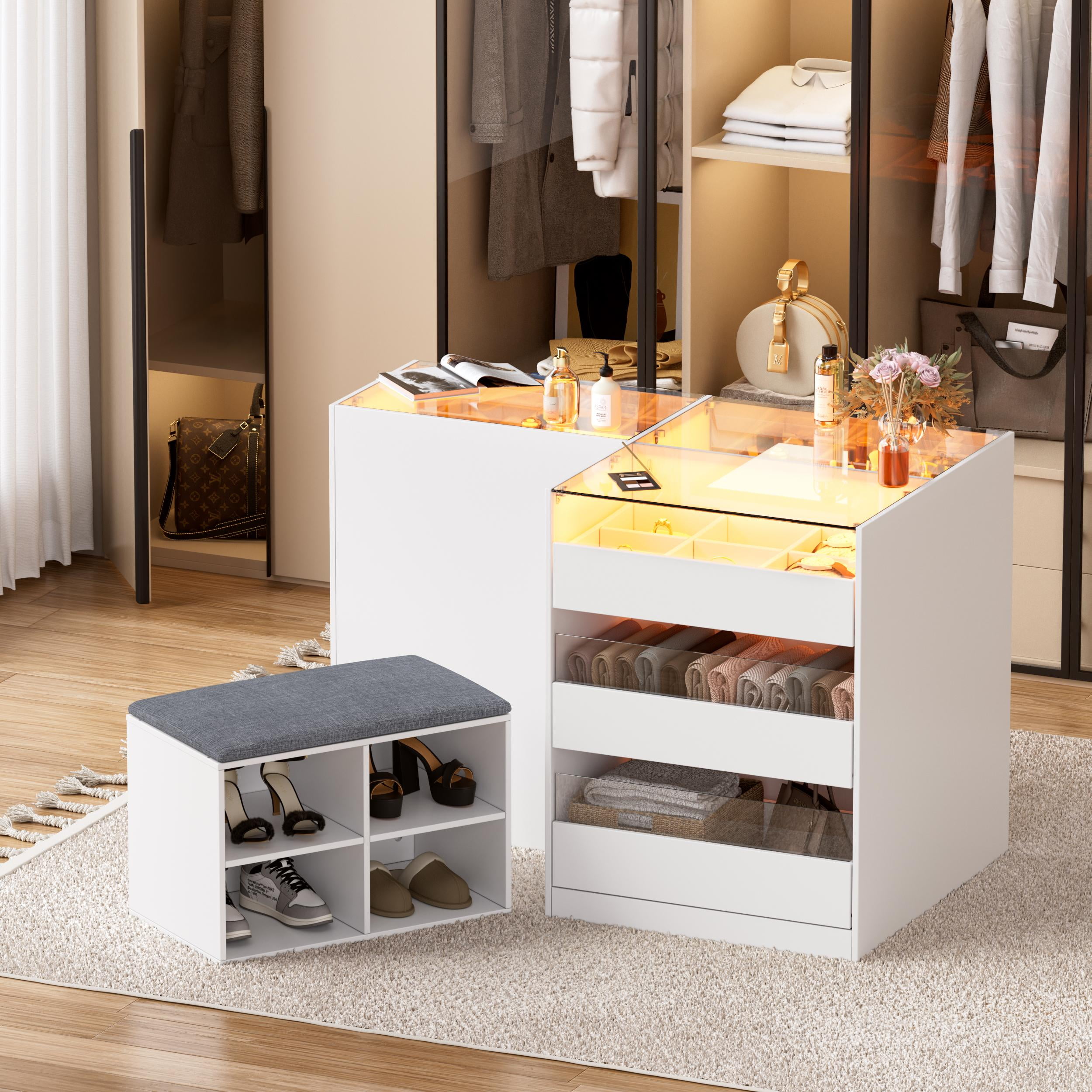 VIVISPECIAL Armoire Bedroom Island, Wardrobe Closet Island Dresser with ...