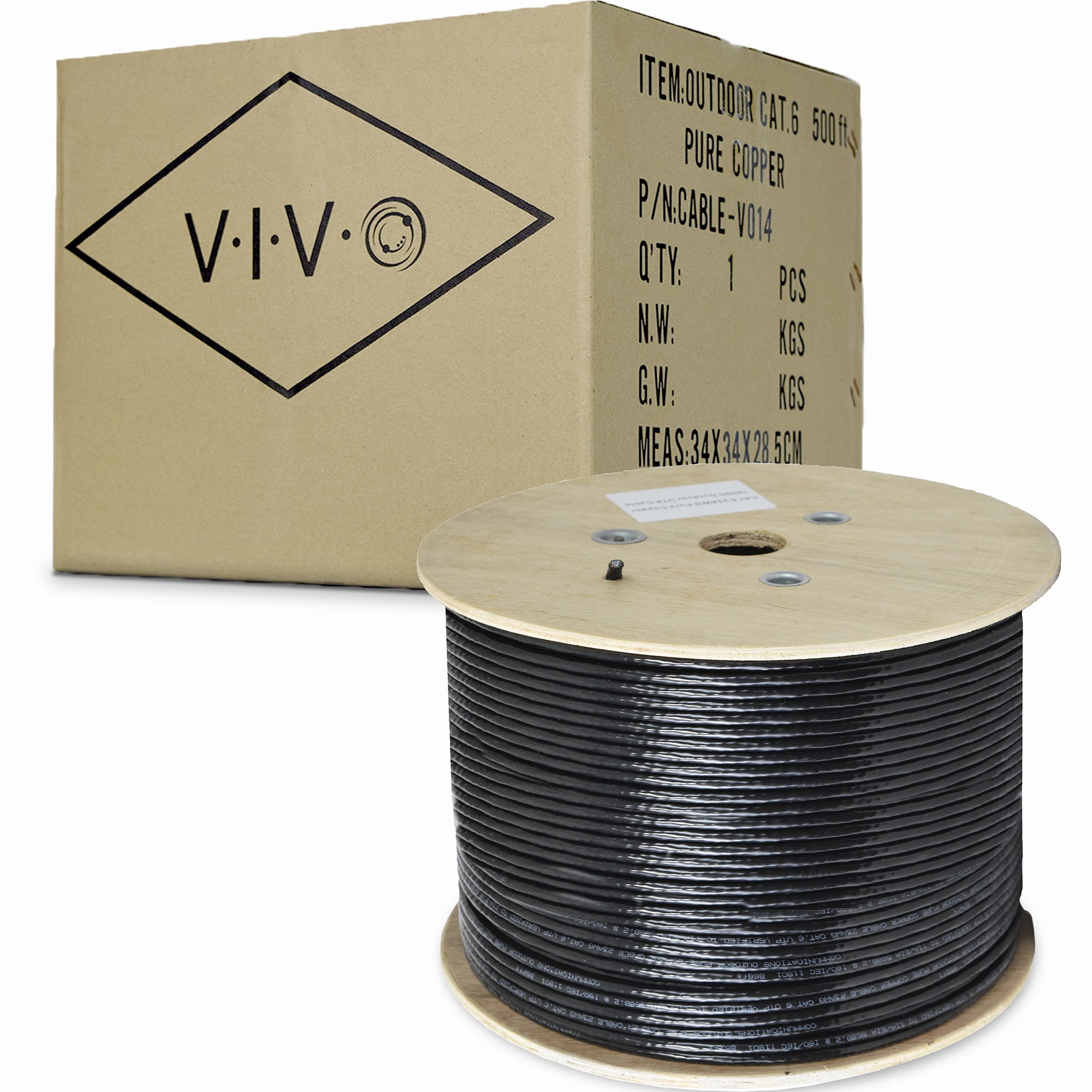 VIVO 500ft Cat6 Pure Copper LAN Cable Wire 500 ft Waterproof Outdoor ...