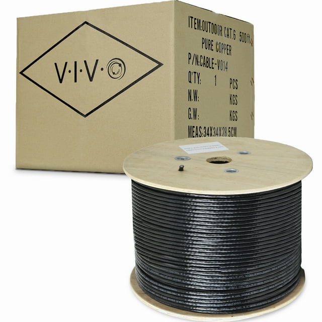 VIVO 500ft Cat6 Pure Copper LAN Cable Wire 500 ft Waterproof Outdoor ...
