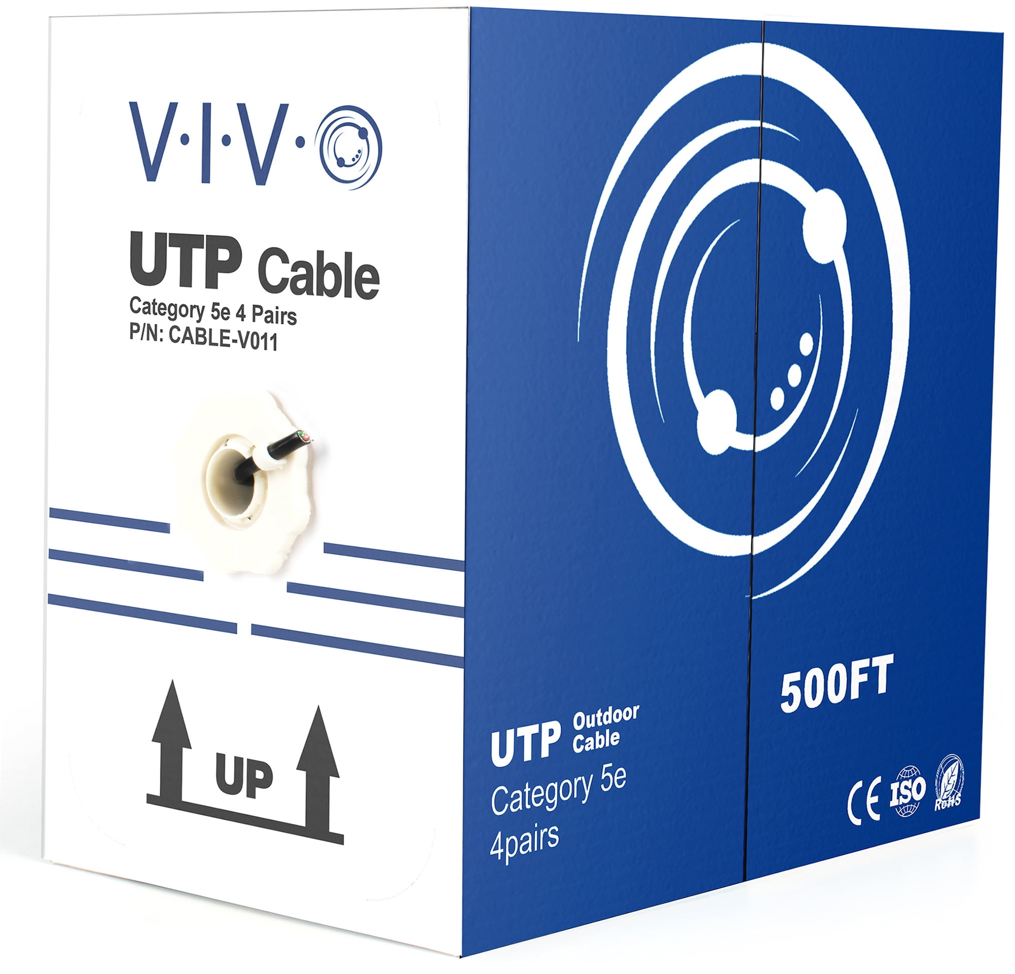 Vivo, Ethernet Cable, 500ft bulk Cat5e UTP Waterproof Outdoor Burial ...