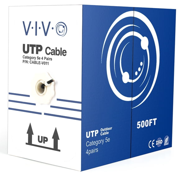 Vivo, Ethernet Cable, 500ft bulk Cat5e UTP Waterproof Outdoor Burial ...