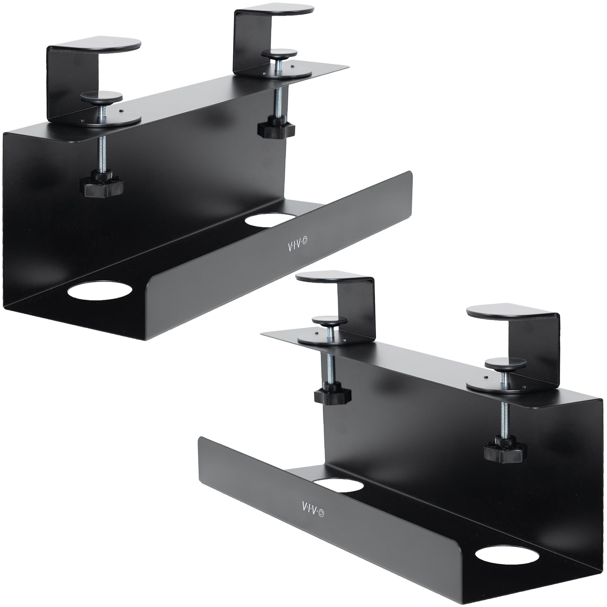 VIVO Black 17 inch Clamp-on Cable Management Power Strip Trays - 2 Pack ...