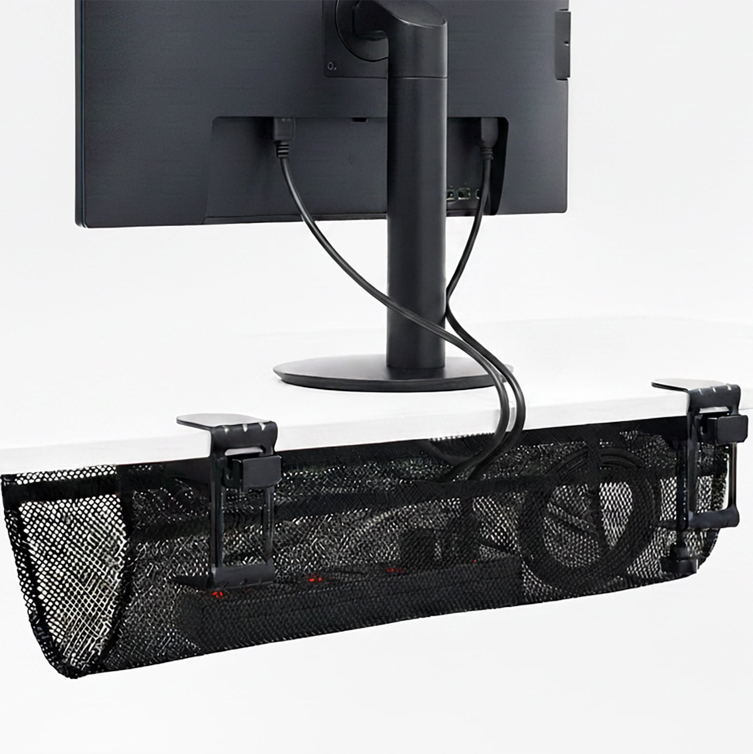 VIVO Black 24" Clamp-on Under Desk Cable Net, Mesh Cable Management ...