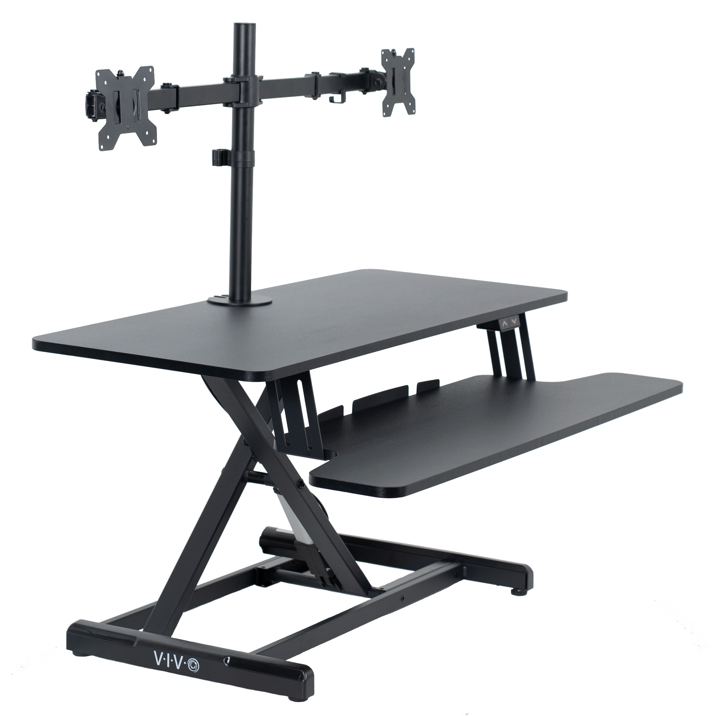 VIVO Black 36" Electric Desk Riser with Dual Monitor Arm for up to 30 ...