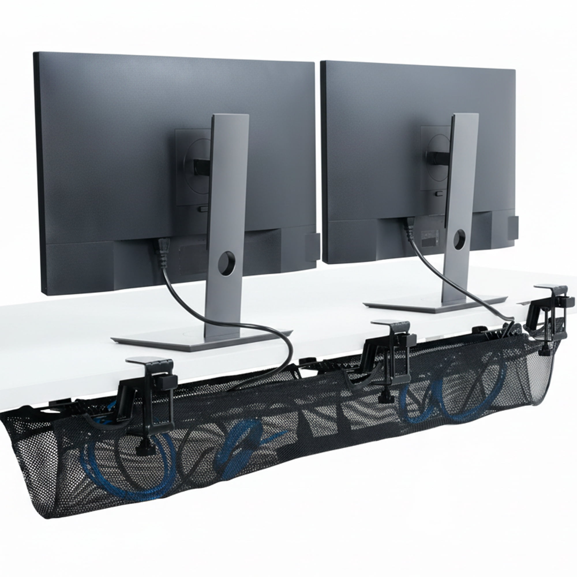 VIVO Black 55" Clamp-on Under Desk Cable Net, Mesh Cable Management ...