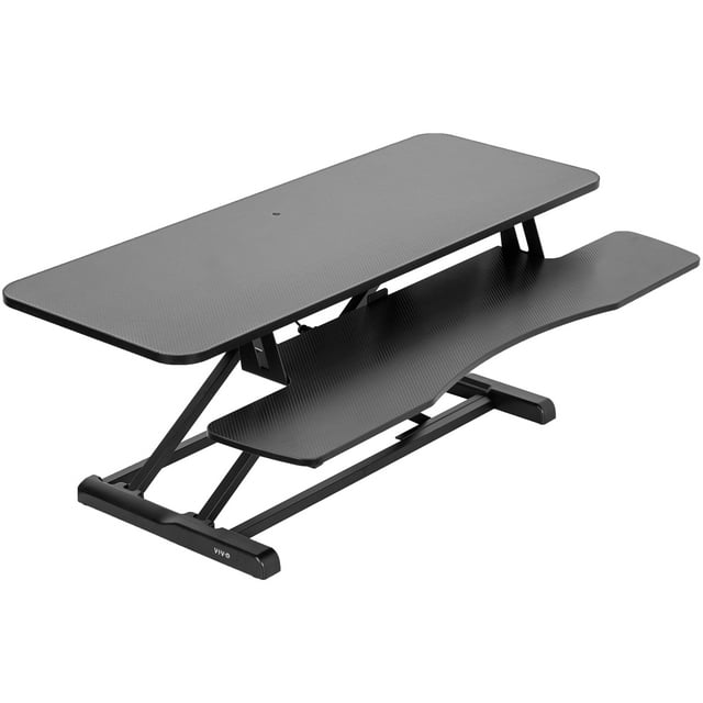 VIVO Black Carbon Fiber Height Adjustable 42" Standing Desk Monitor ...