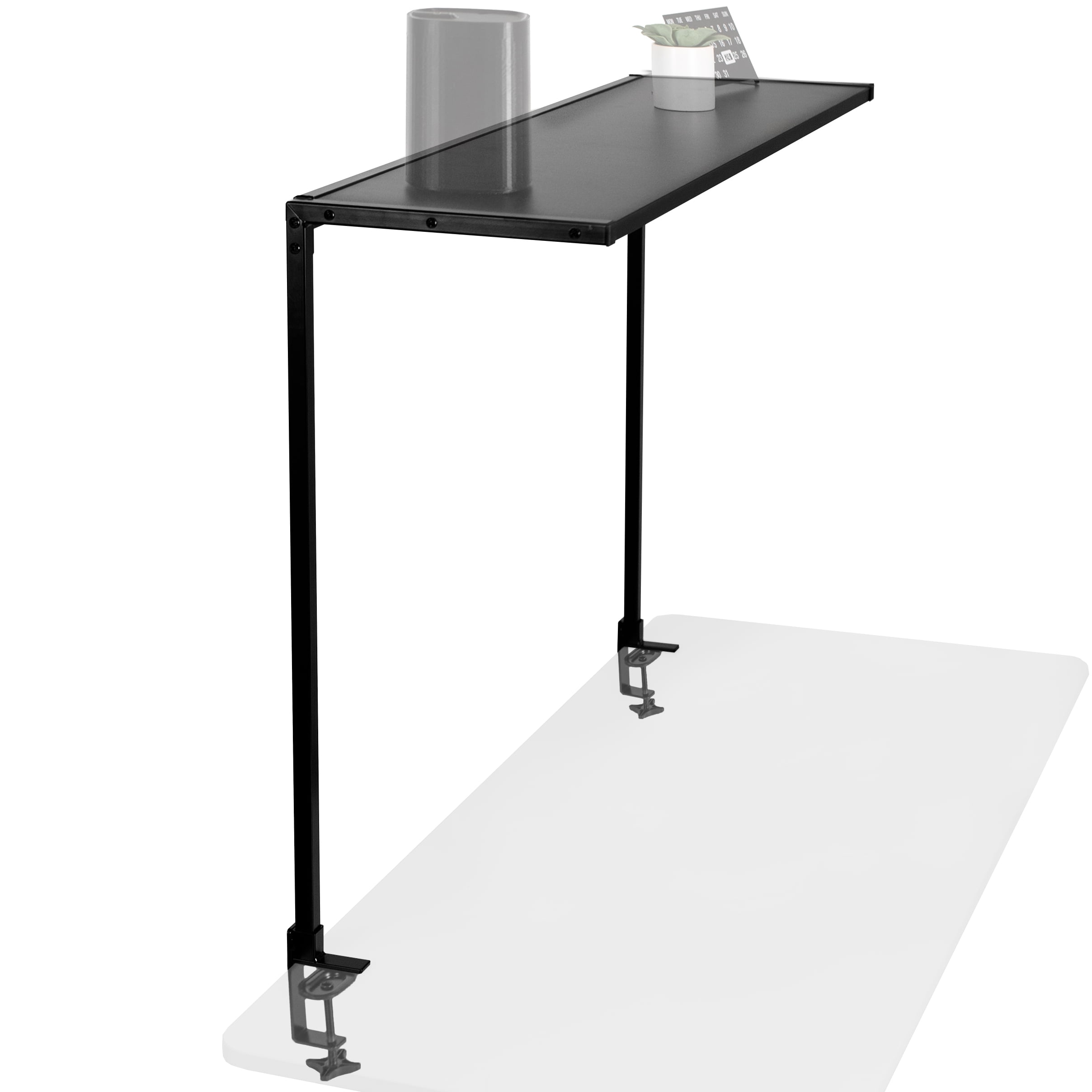 VIVO Black Clamp-on Overhead 42" Desk Shelf, Raised Accessory Platform ...