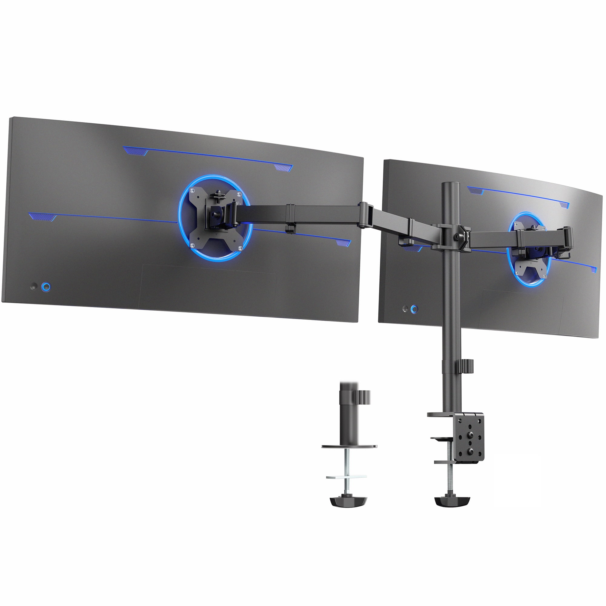 VIVO Black Dual Monitor Adjustable Desk Mount, Fits Ultrawide Screens ...