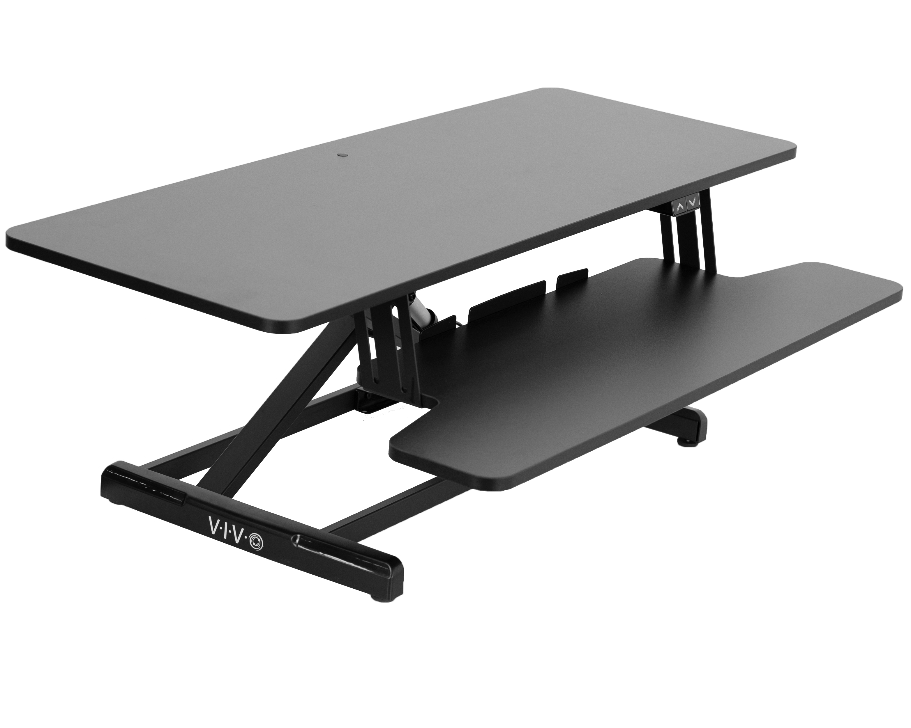 VIVO Black Electric 42" Standing Desk Monitor Riser, Dual Arm Sit Stand ...