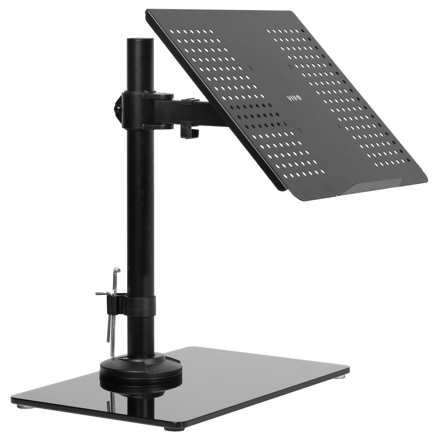 Adjustable Height VIVO Black Laptop Desk Stand w/ Glass Base, Elevated ...