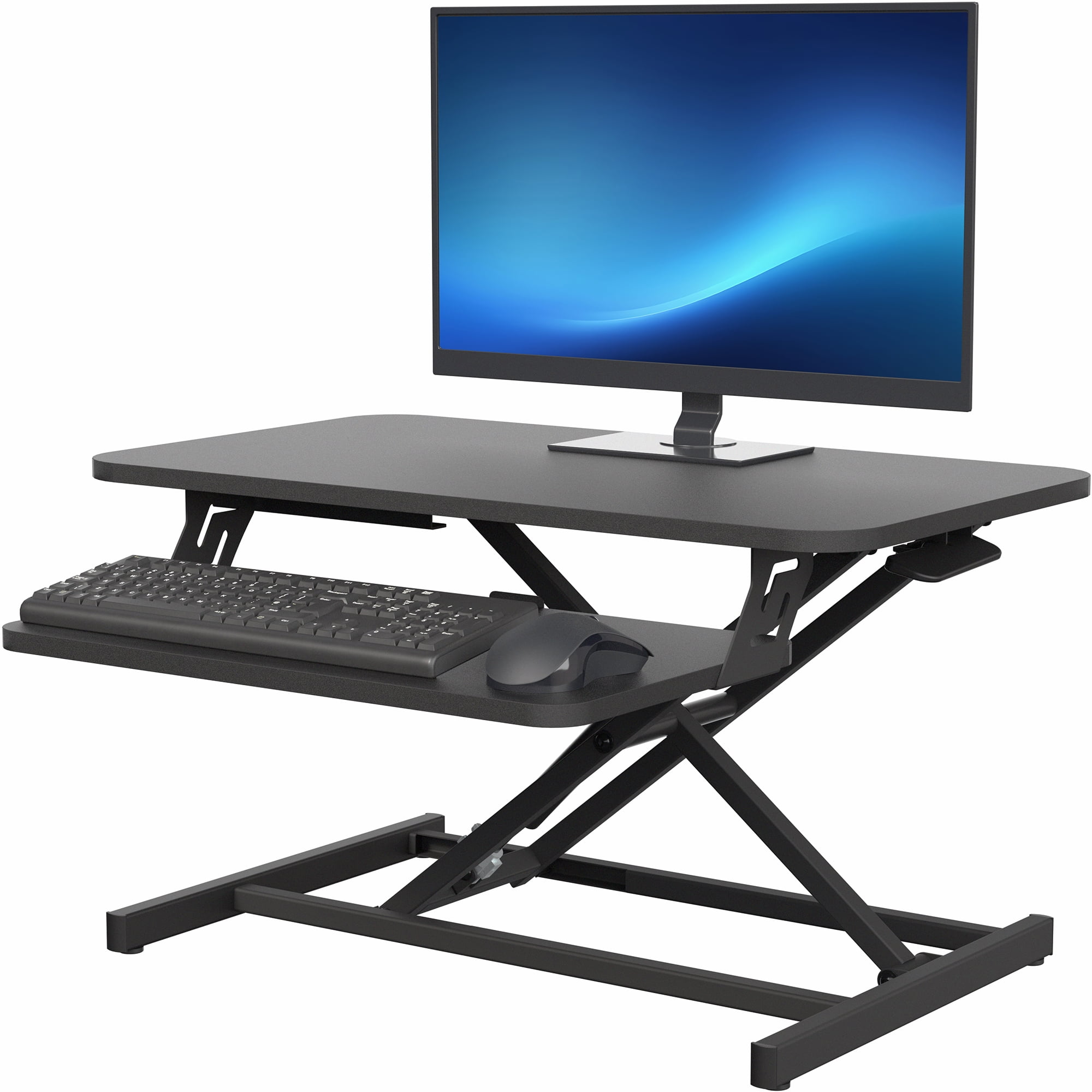 VIVO Black Height Adjustable 28" Standing Desk Monitor Riser, Sit Stand ...