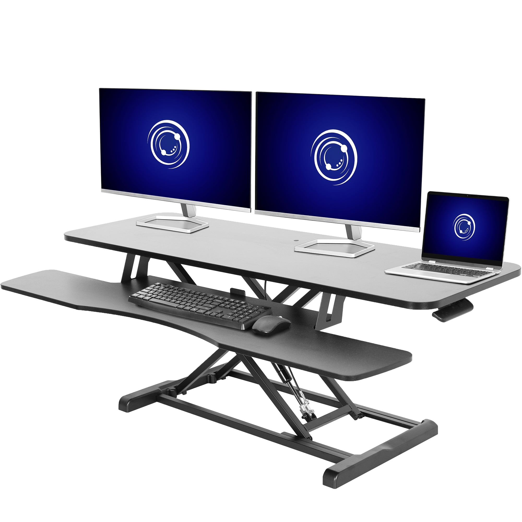 "VIVO Dual Stand Up 48"" Height Adjustable Desk Monitor Riser, Black ...