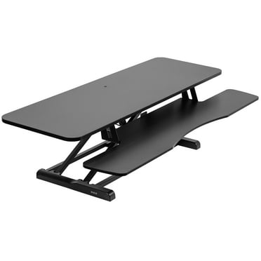 VIVO Black Carbon Fiber Height Adjustable 42" Standing Desk Monitor ...