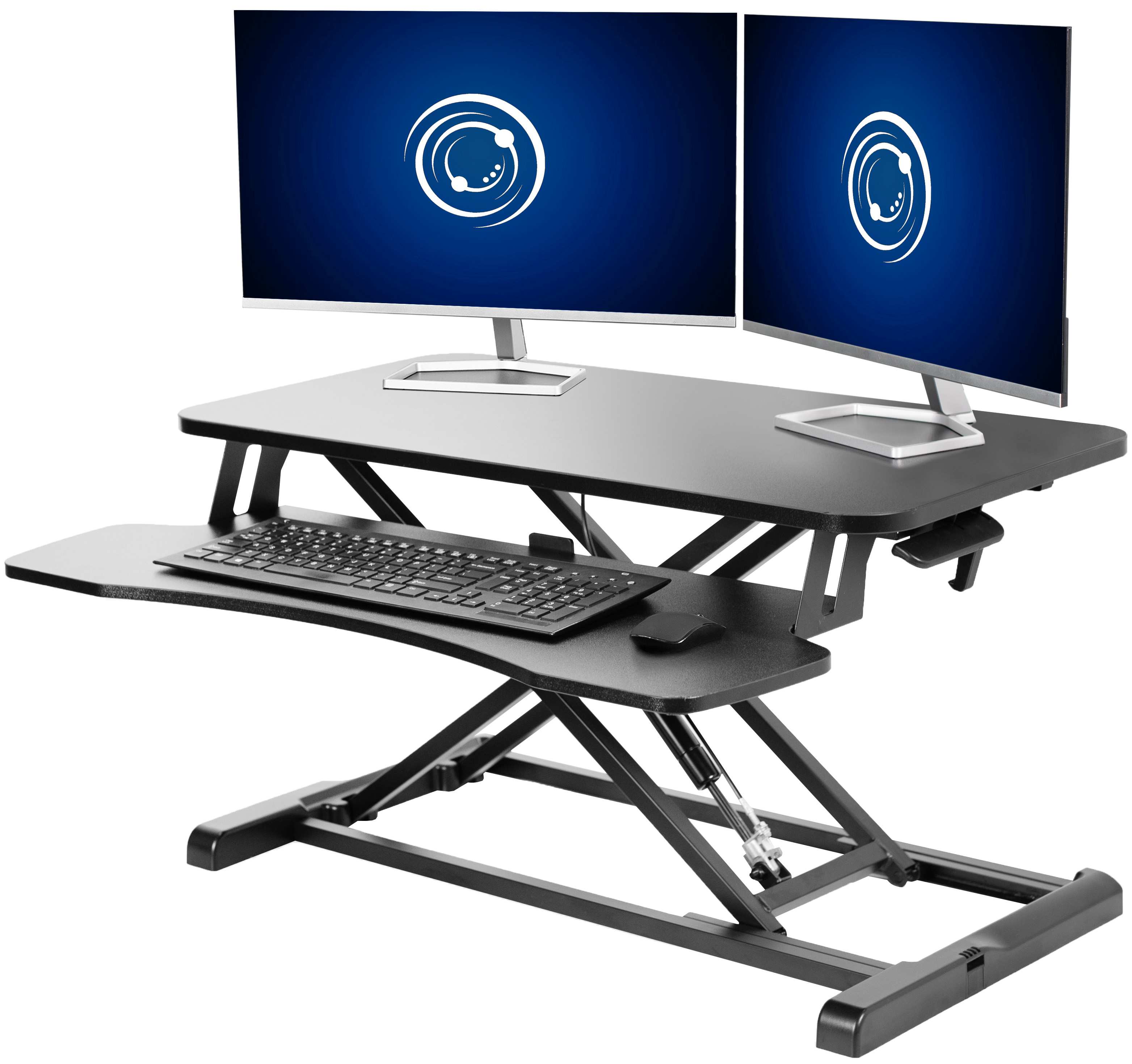 VIVO Dual Base Adjustable Standing Desk, Computer Monitor & Laptop ...