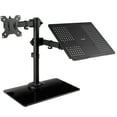 VIVO Dual Mount Adjustable Height Computer Screen Desk Stand with Glass ...