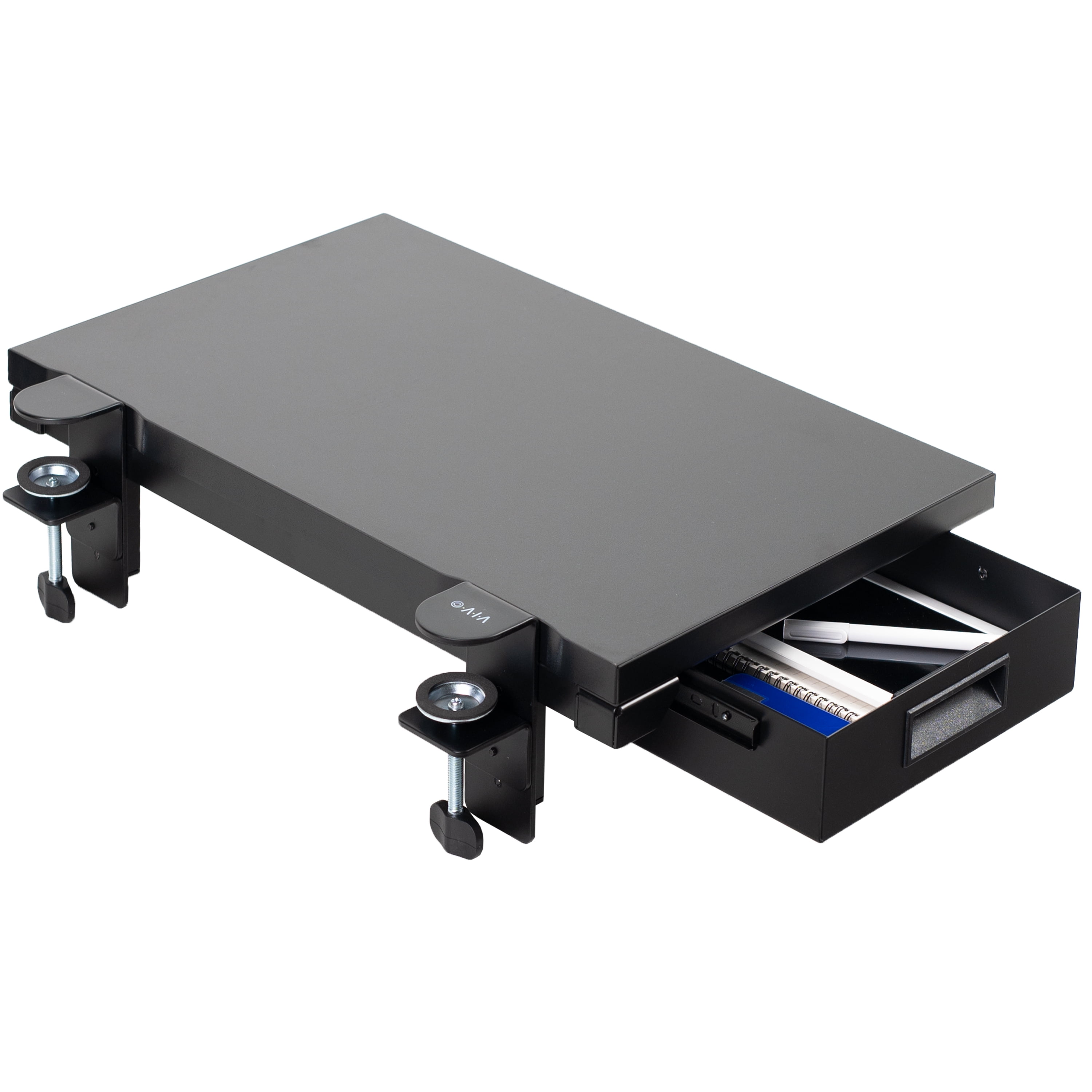 VIVO Black Premium Clamp-on 24" x 14" Desk Extension with Storage ...