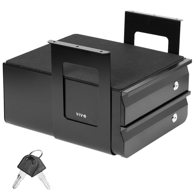 VIVO Black Under Desk Lockable Pull Out Storage Drawers, Workspace ...