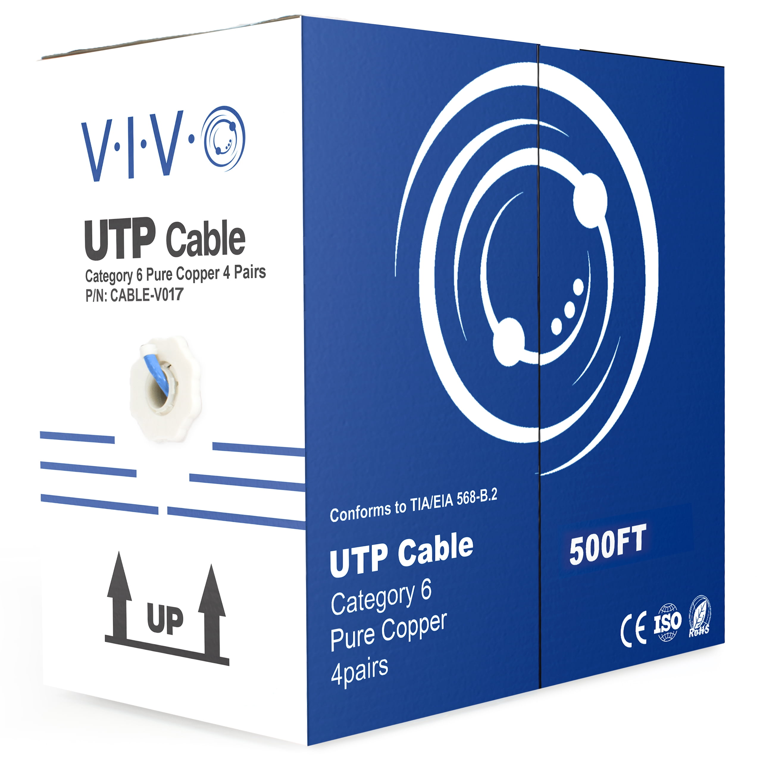 VIVO Blue 500ft Bulk Cat6 Full Copper Indoor LAN Ethernet Cable | UTP ...