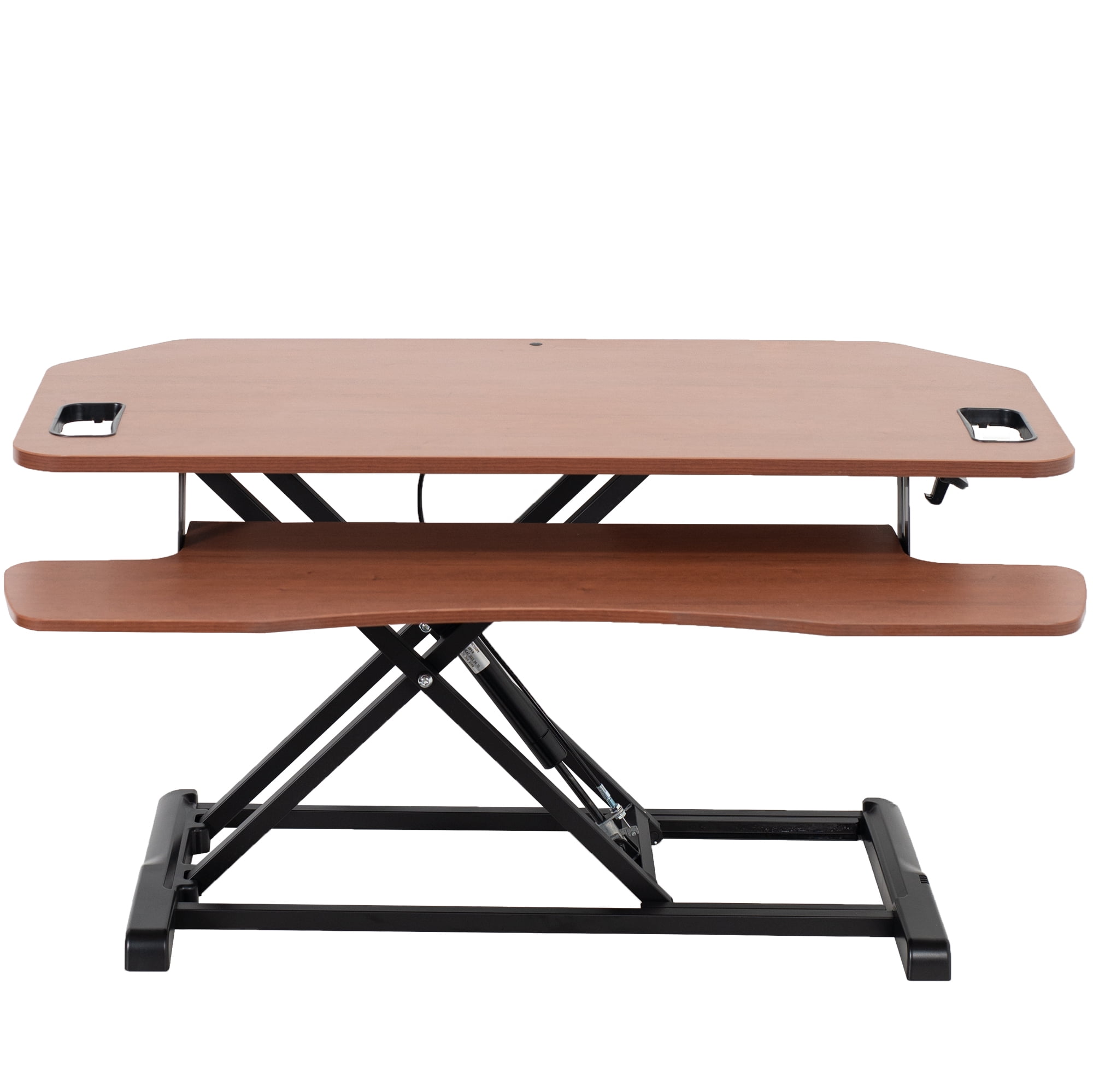 VIVO Corner 38" Desktop Sit-Stand Monitor Riser, Dark Walnut Top, Black ...