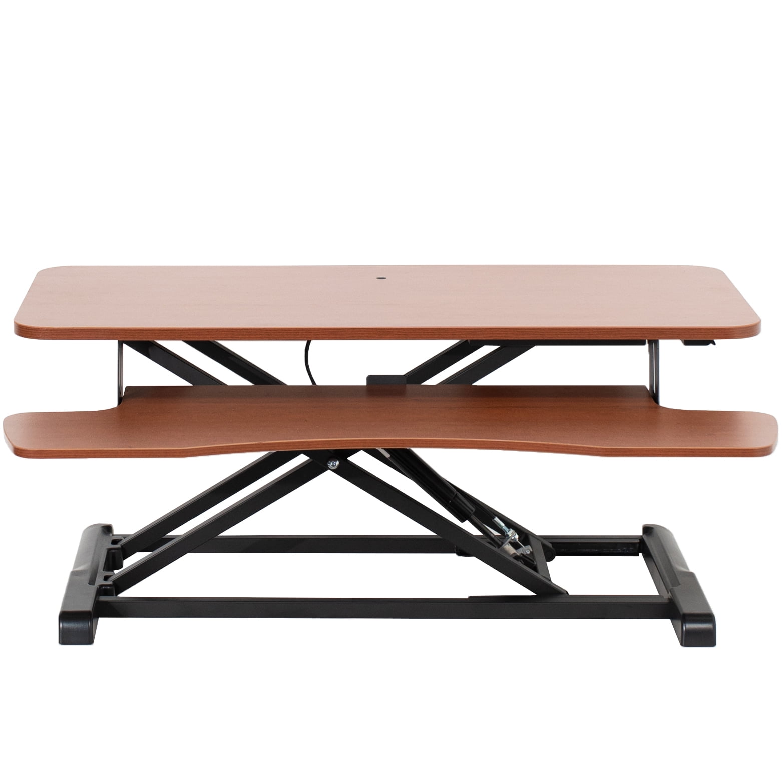 VIVO 36" Dark Walnut Adjustable Standing Desk Riser, Black Frame ...
