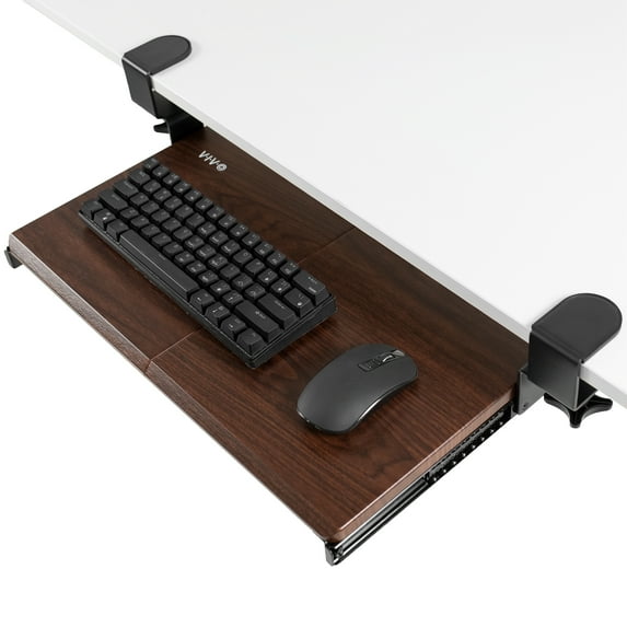 VIVO Dark Walnut Small Clamp-on Computer Keyboard & Mouse Under Desk ...