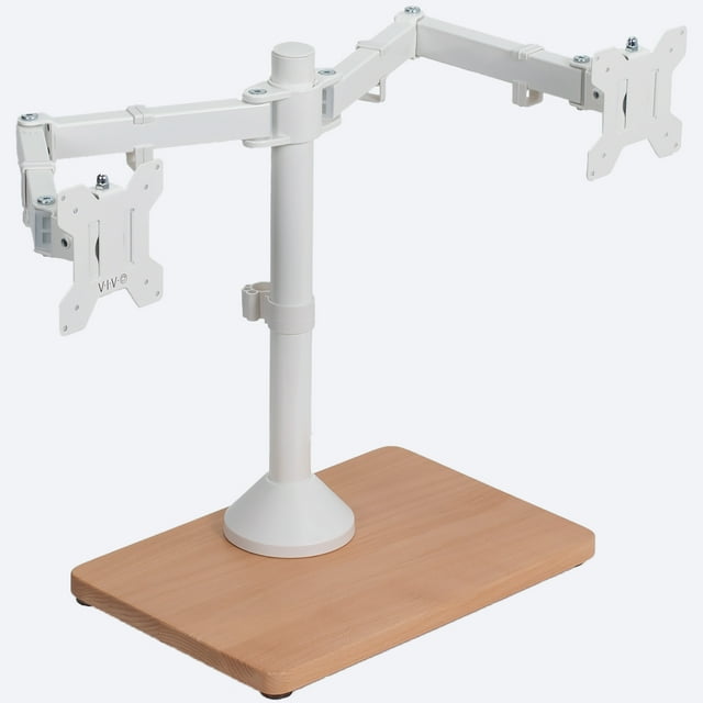 VIVO Dual Monitor Adjustable Mount w/ Wood Base, Fits Computer Screens ...