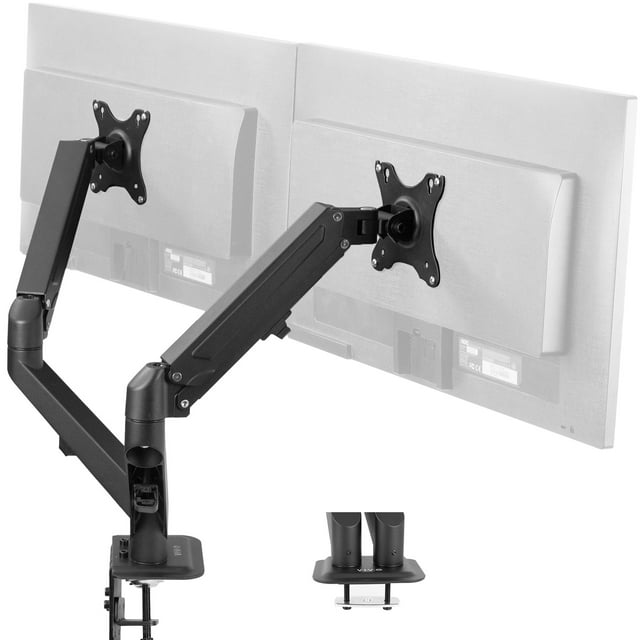 VIVO Black Dual 17" to 27" Computer Monitor Counterbalance Desk Mount ...