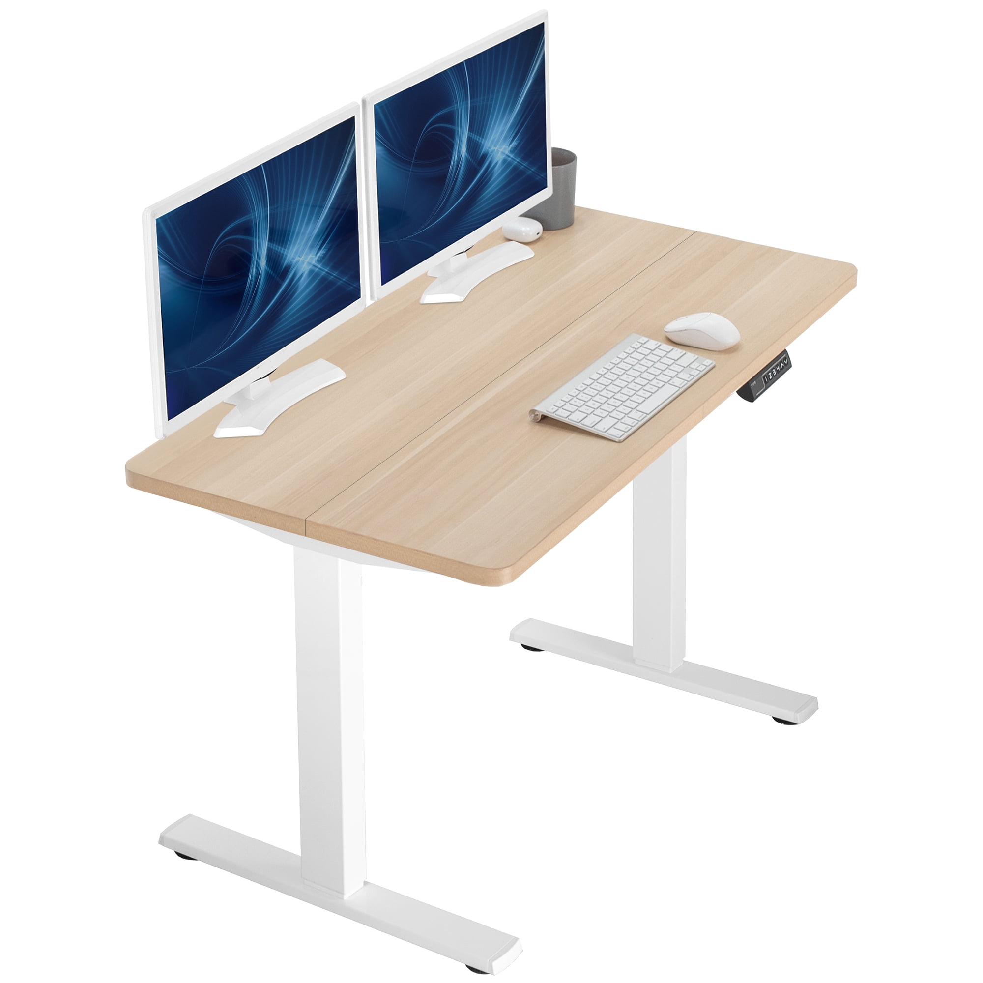 VIVO Electric 43” x 24” Stand Up Desk, Light Wood Table Top, White ...