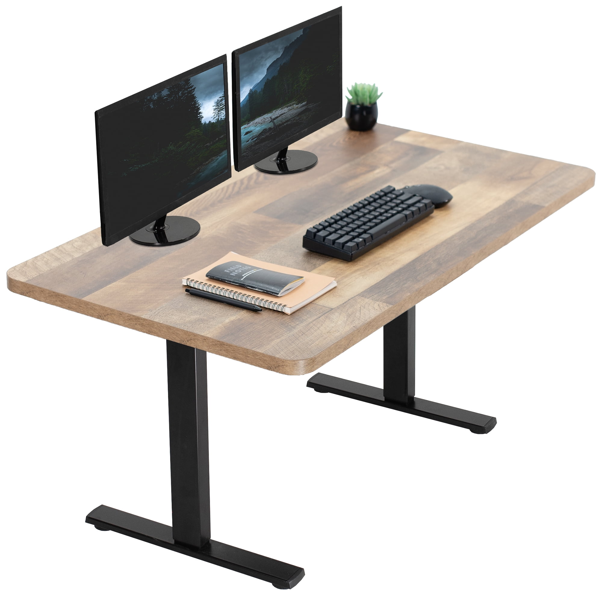 VIVO Electric 43” x 24” Stand Up Desk | Reclaimed Wood Table Top, Black ...