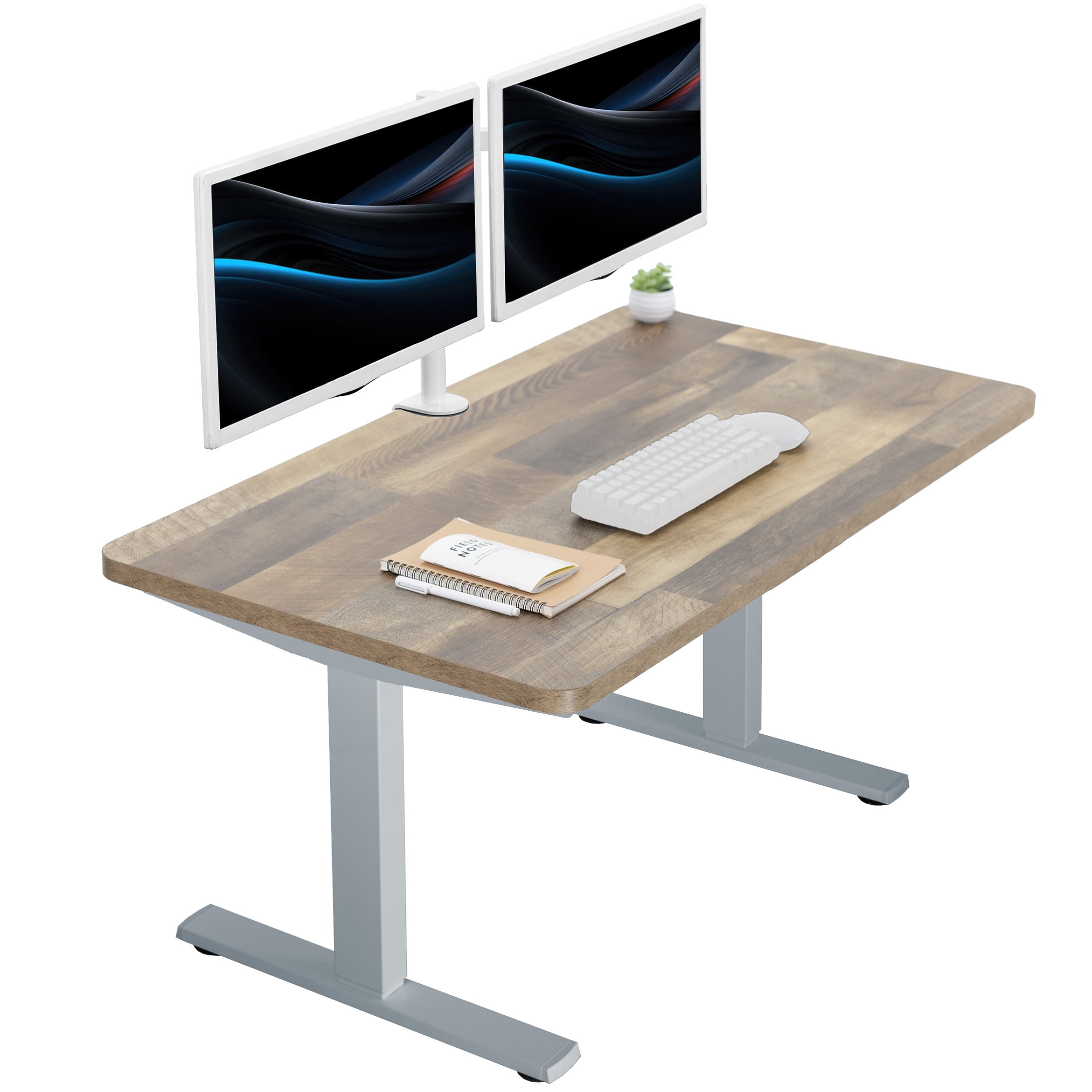 VIVO Electric 43” x 24” Stand Up Desk | Reclaimed Wood Table Top, Gray ...