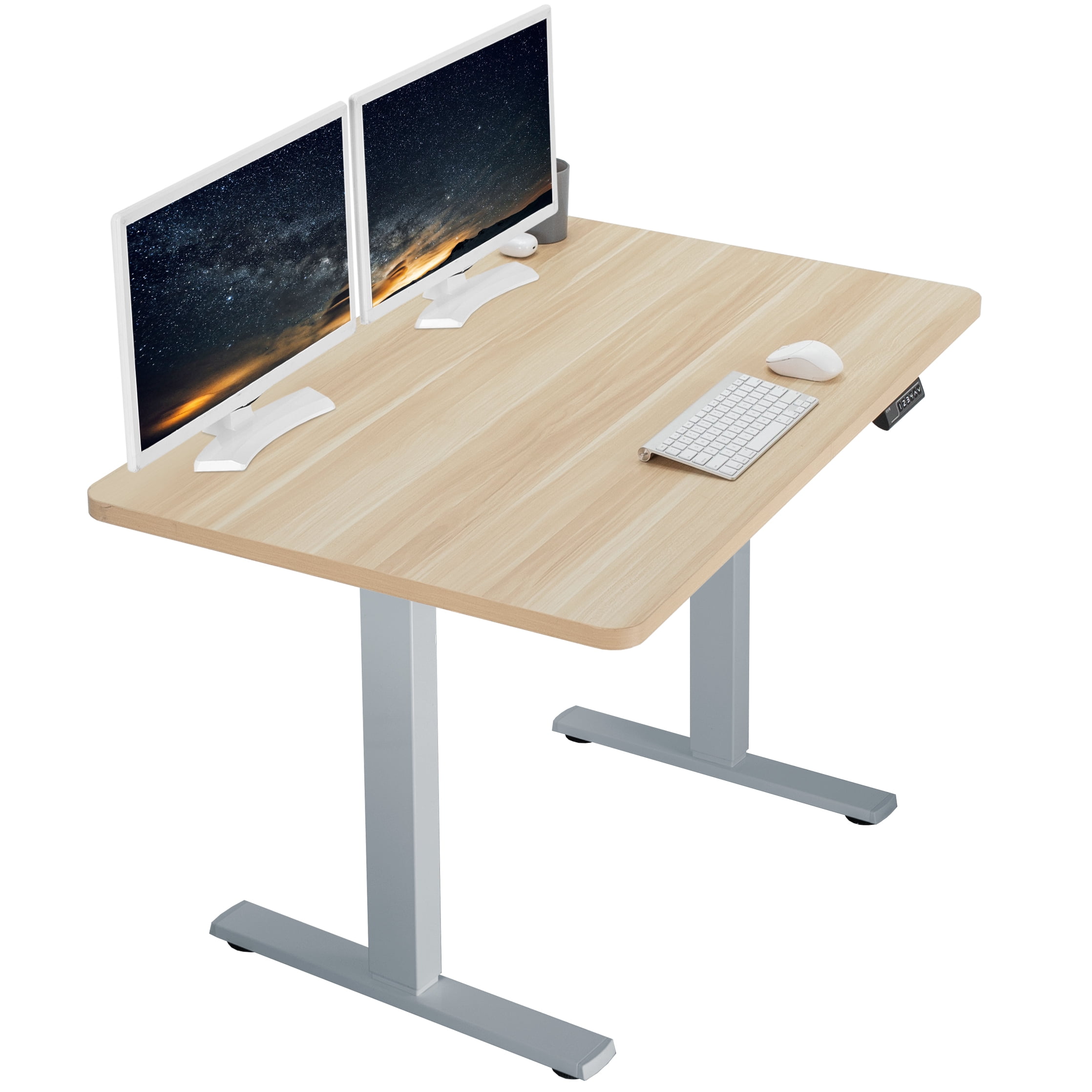 VIVO Electric 48" x 30" Stand Up Desk, Light Wood Table Top, Gray Frame ...