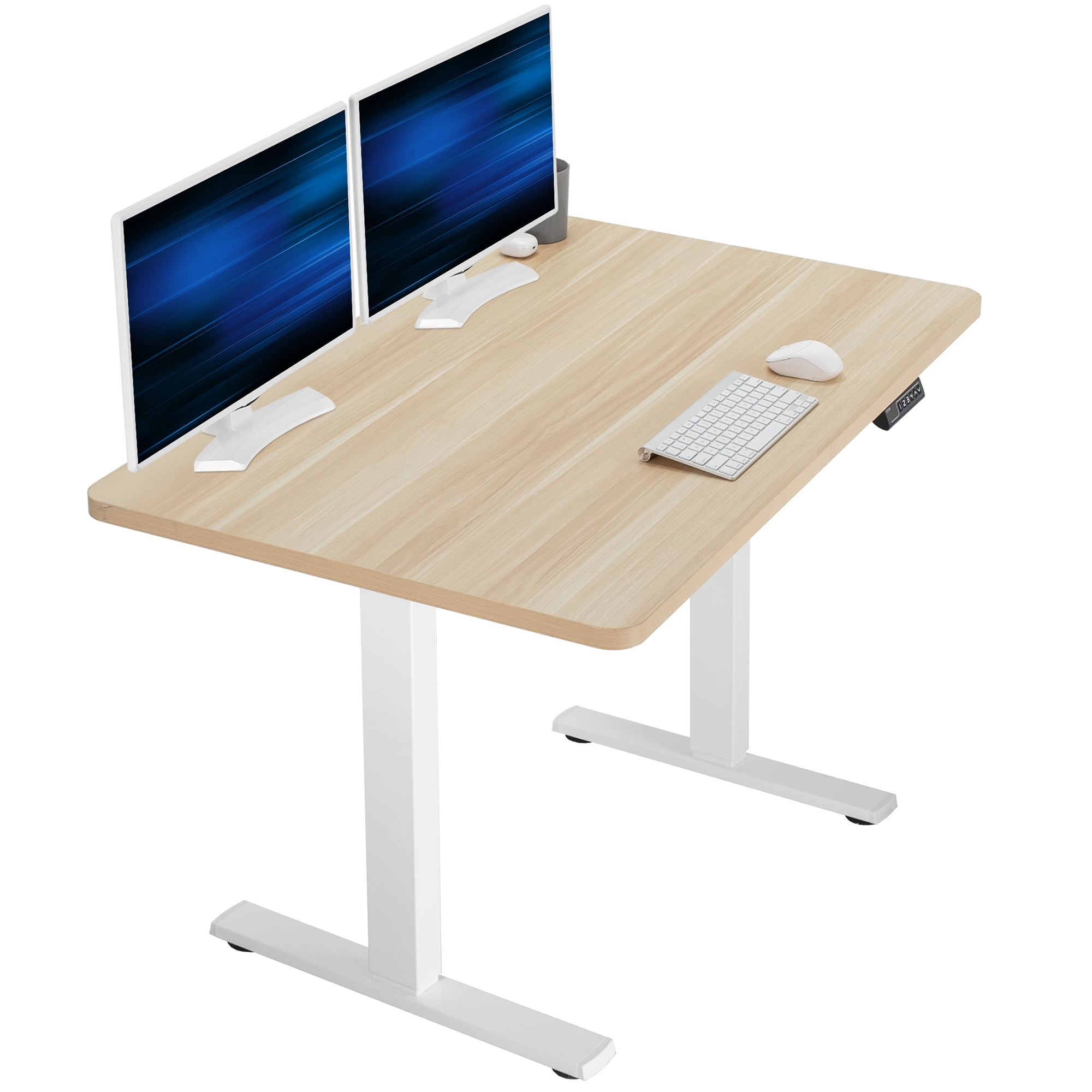 VIVO Electric Height Adjustable Work Desk, 48" x 30", Light Wood Top ...
