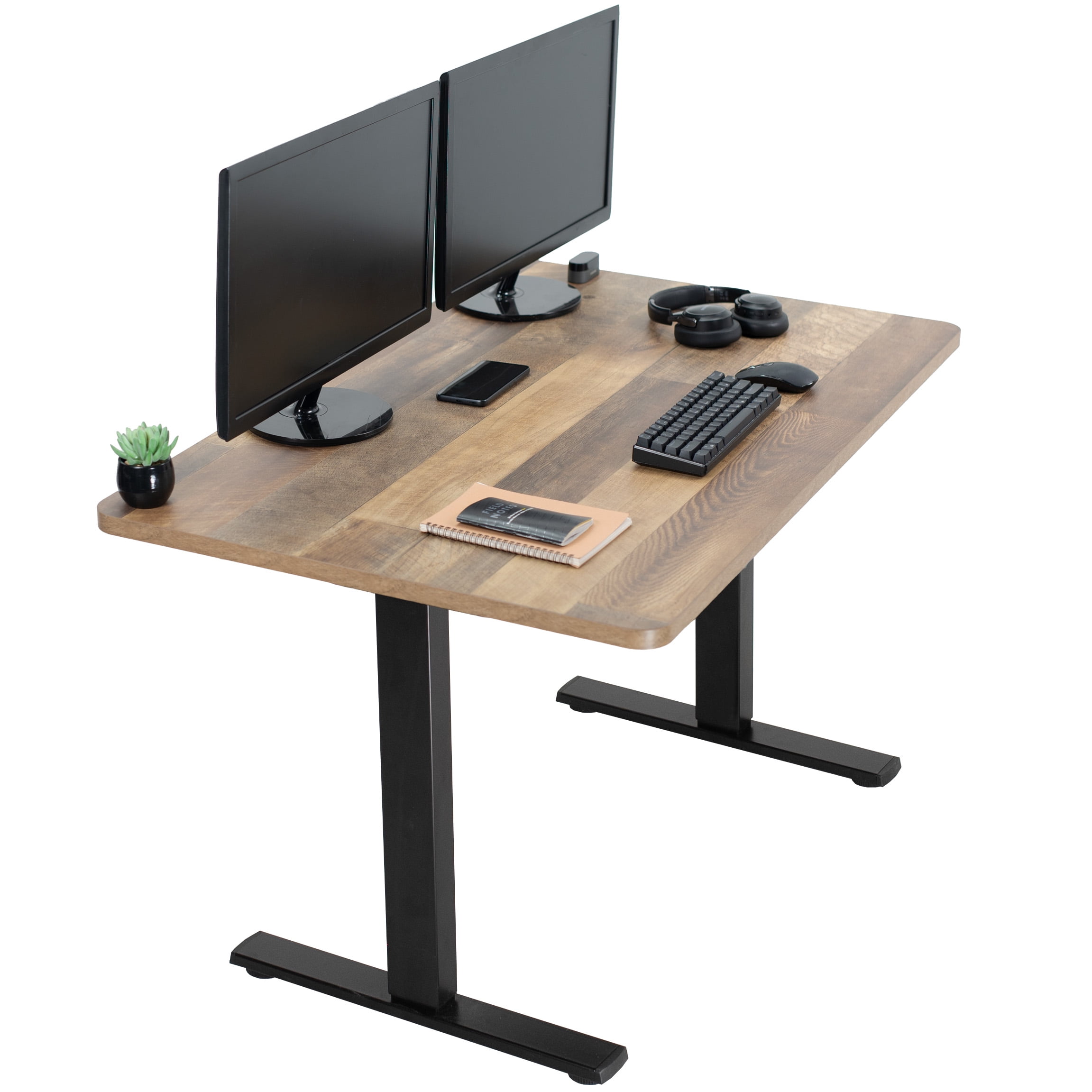 VIVO Electric 48" x 30" Stand Up Desk, Reclaimed Wood Table Top, Black ...