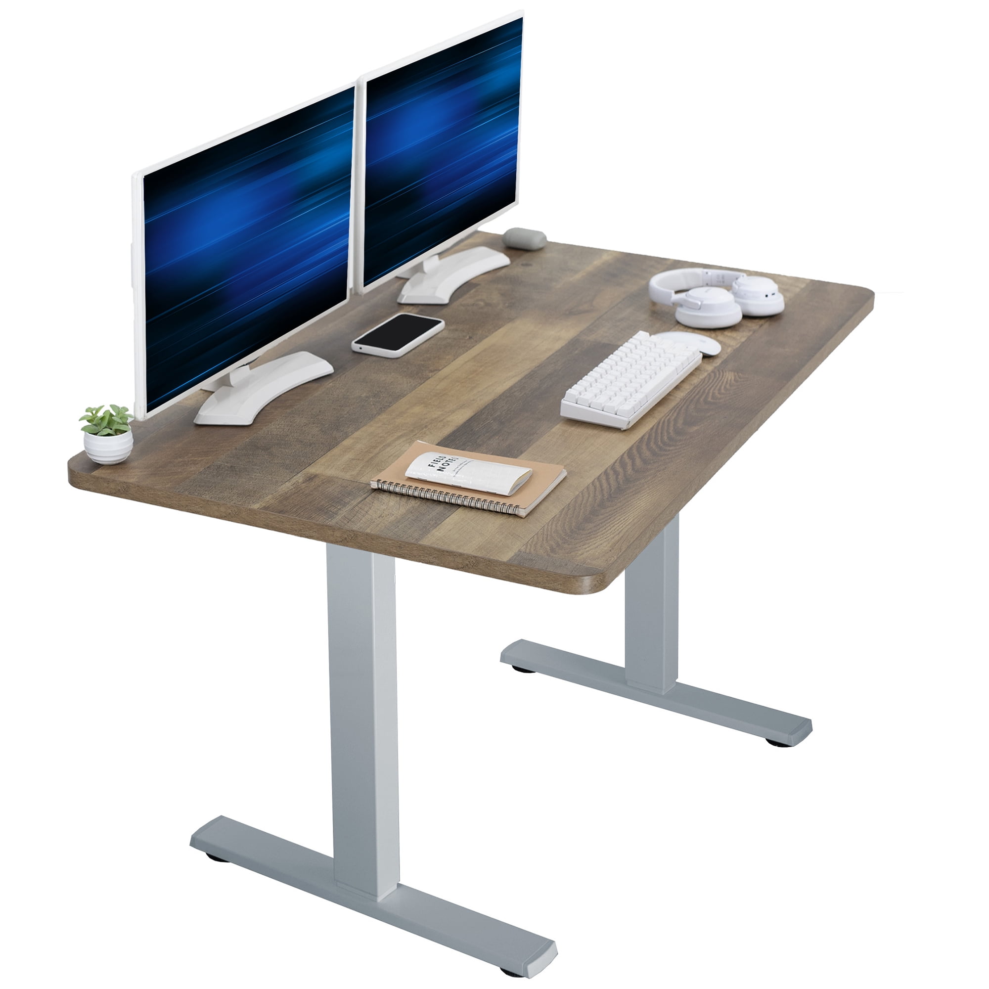 VIVO Electric 48" x 30" Stand Up Desk, Reclaimed Wood Table Top, Gray ...