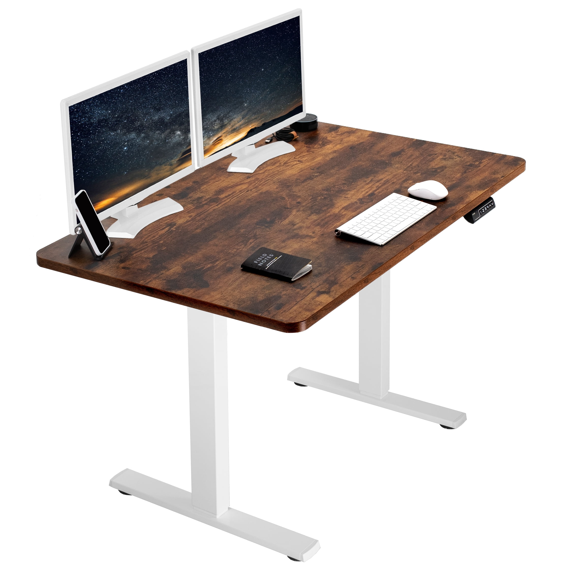 VIVO Electric 48" x 30" Stand Up Desk, Rustic Vintage Brown Tabletop ...