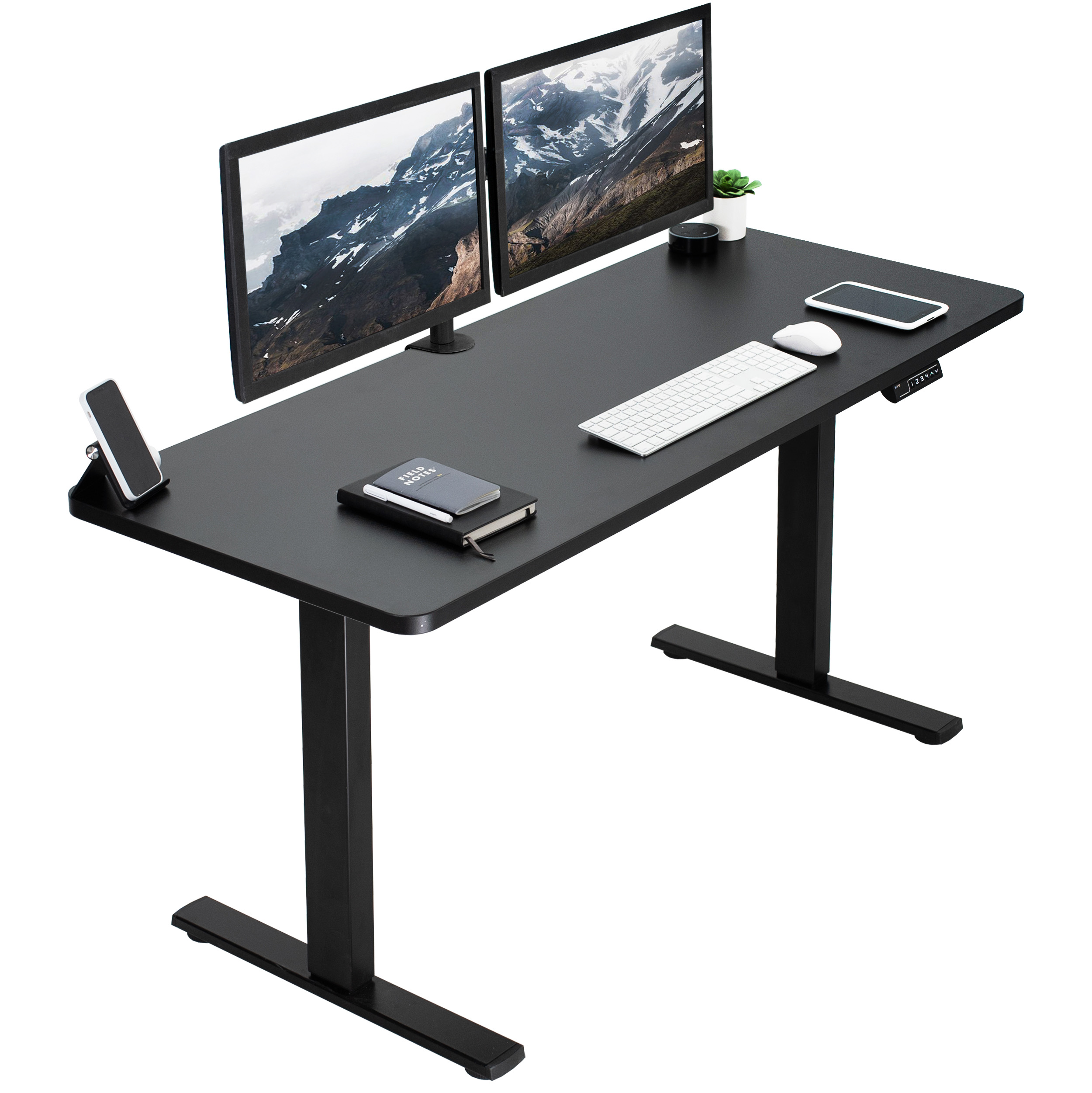 VIVO Black 36" Electric Mobile Height Adjustable Two Platform Standing ...