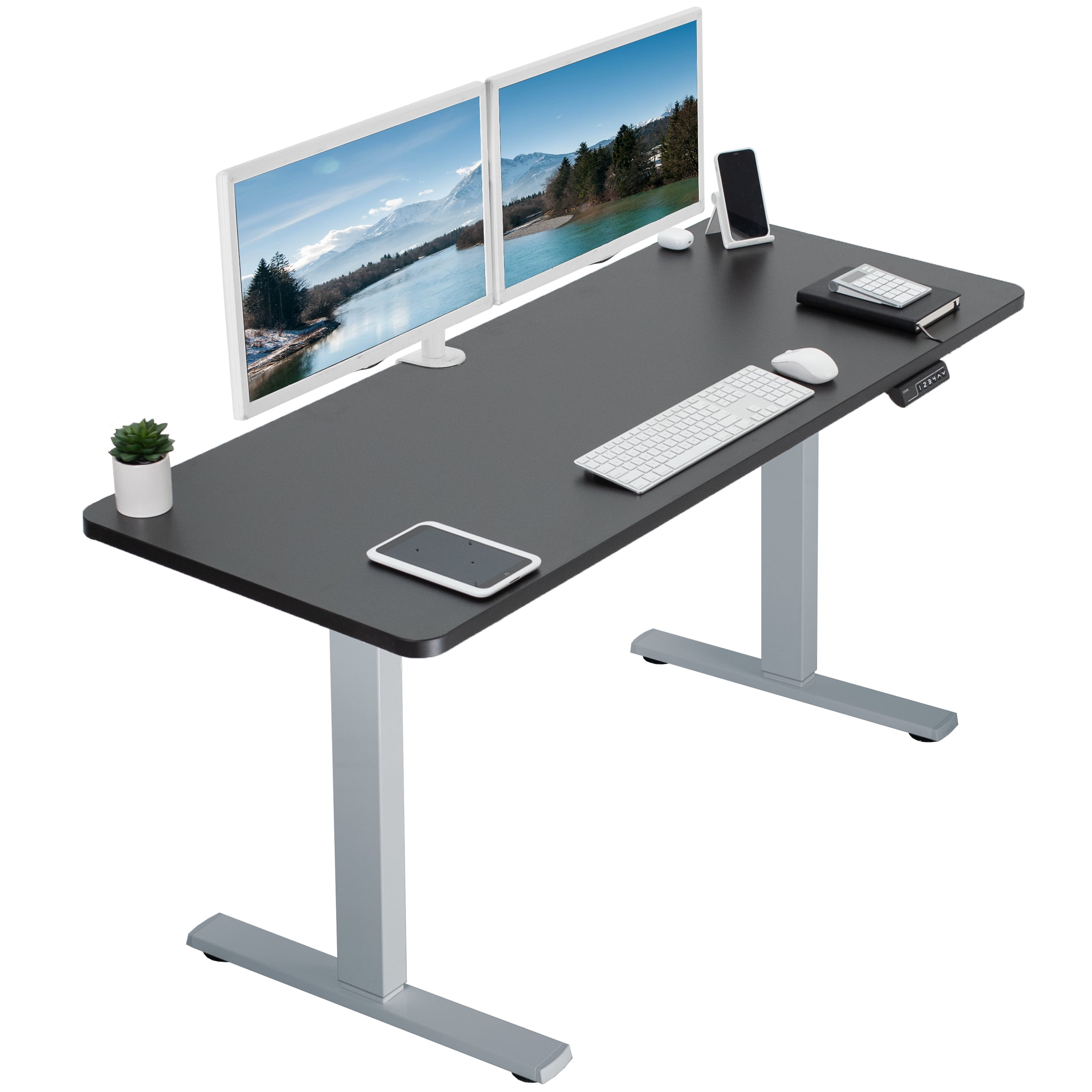 VIVO Electric 60” x 24” Stand Up Desk, Black Table Top, Gray Frame ...