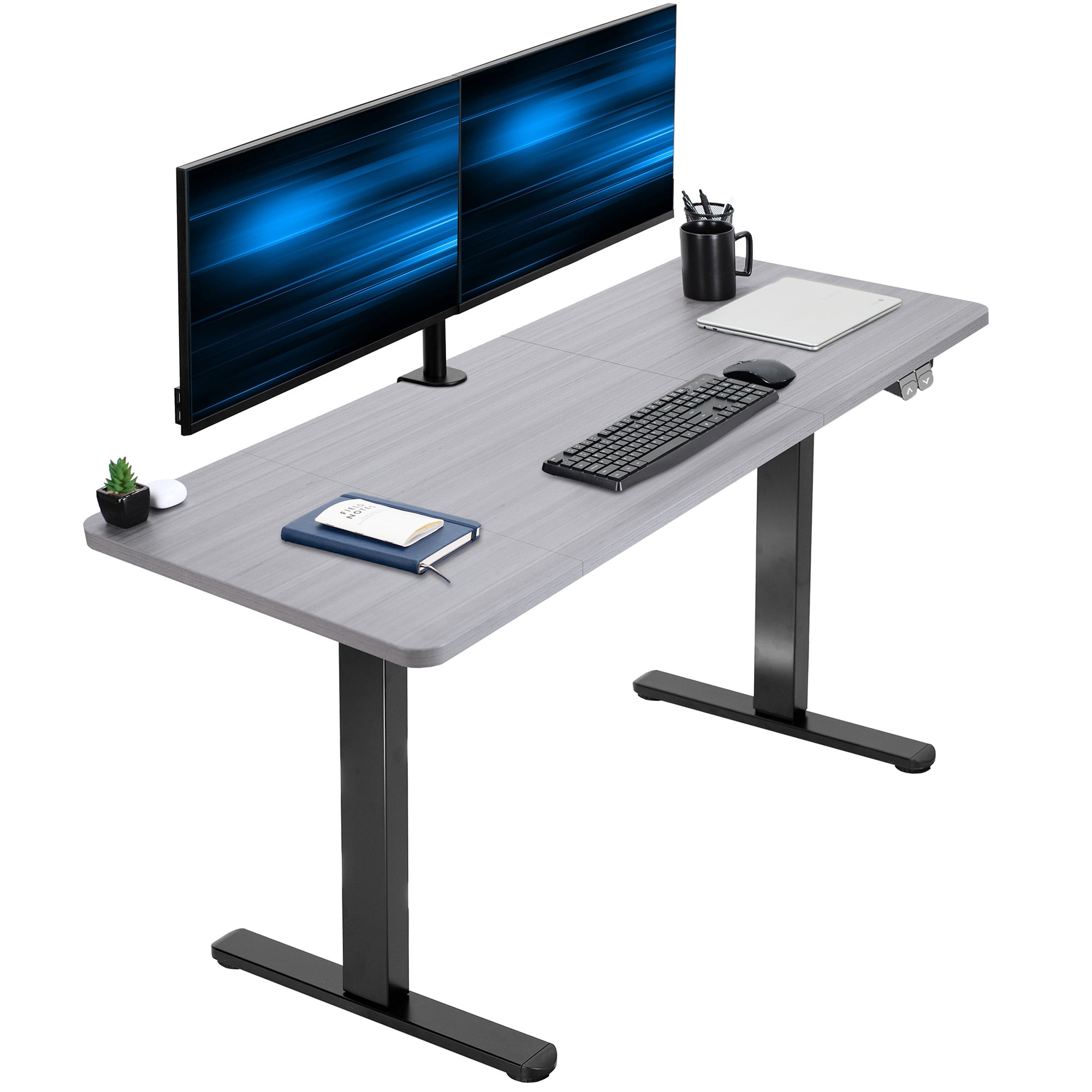 VIVO Electric 60” x 24” Stand Up Desk, Dark Gray Table Top, Black Frame ...