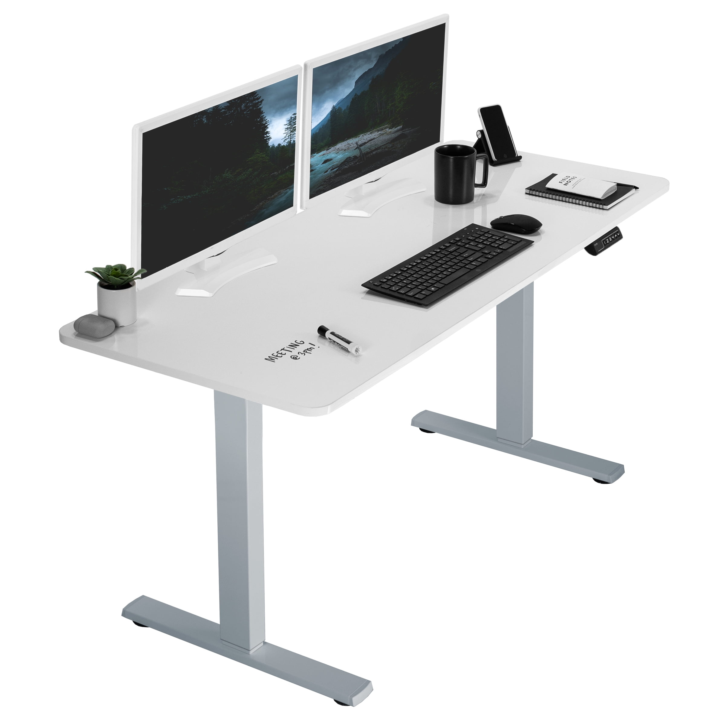 VIVO Electric 60” x 24” Stand Up Desk, White Dry Erase Table Top, Gray ...