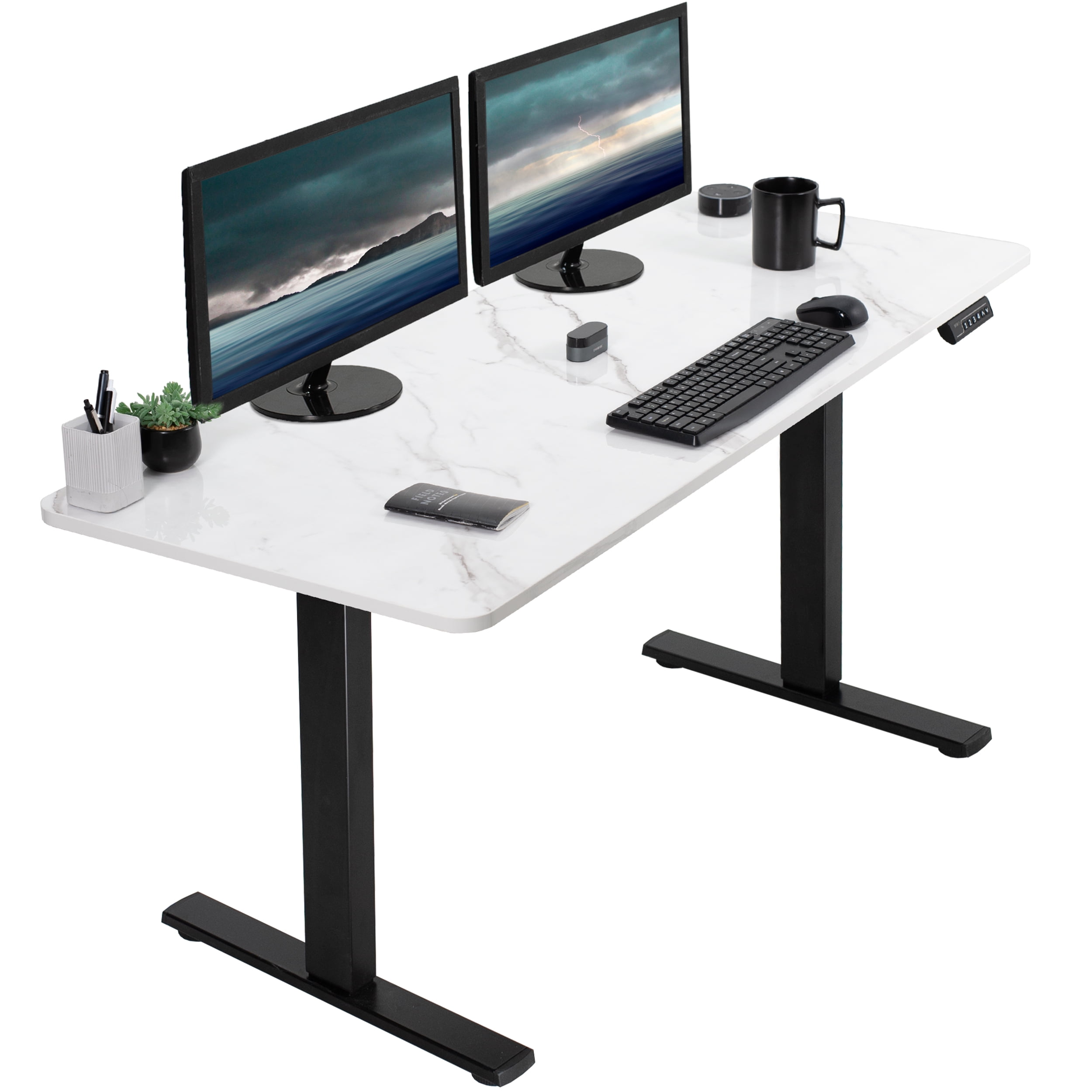 VIVO Electric 60” x 24” Stand Up Desk, White Marble Dry Erase Top ...