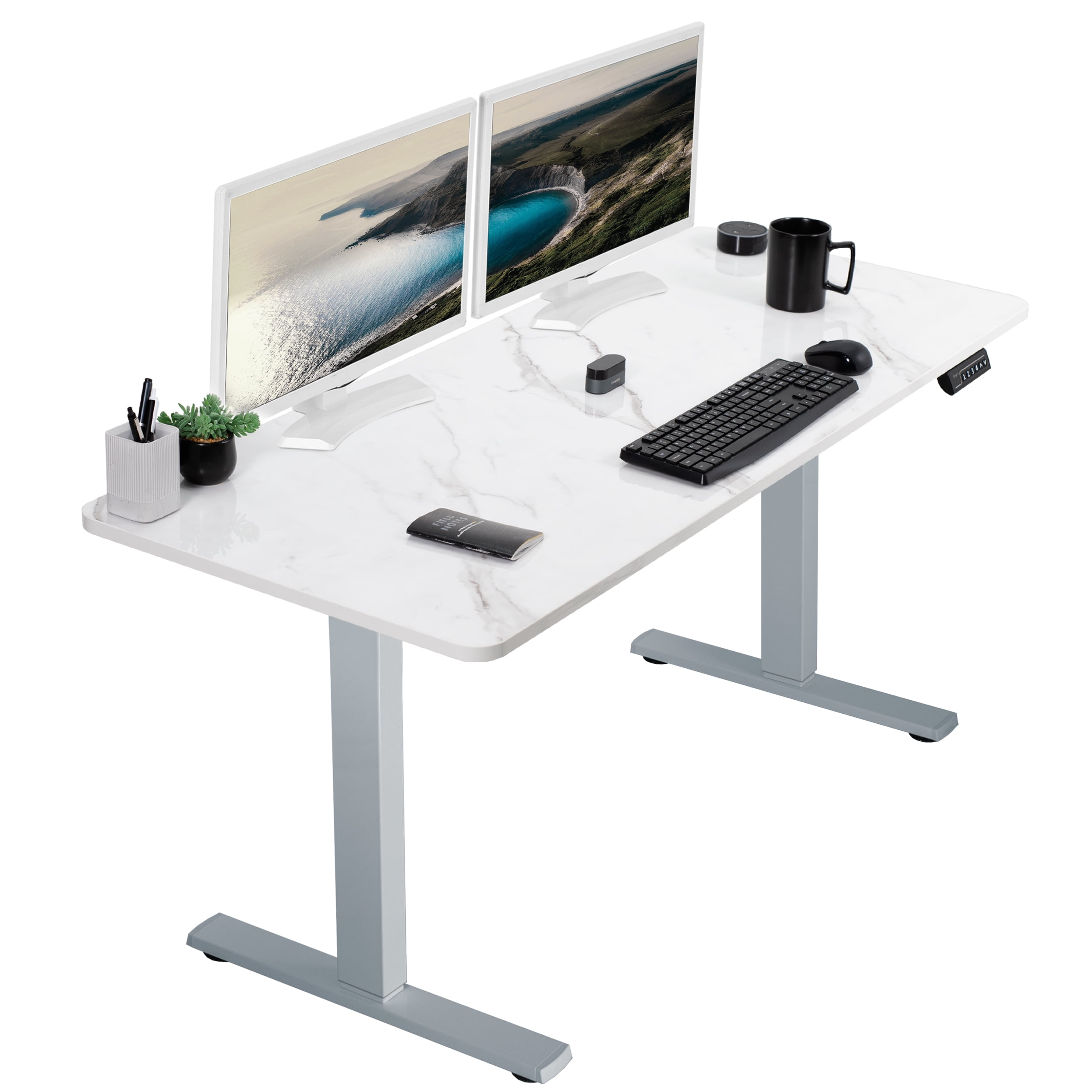VIVO Electric 60” x 24” Stand Up Desk, White Marble Dry Erase Top, Gray ...
