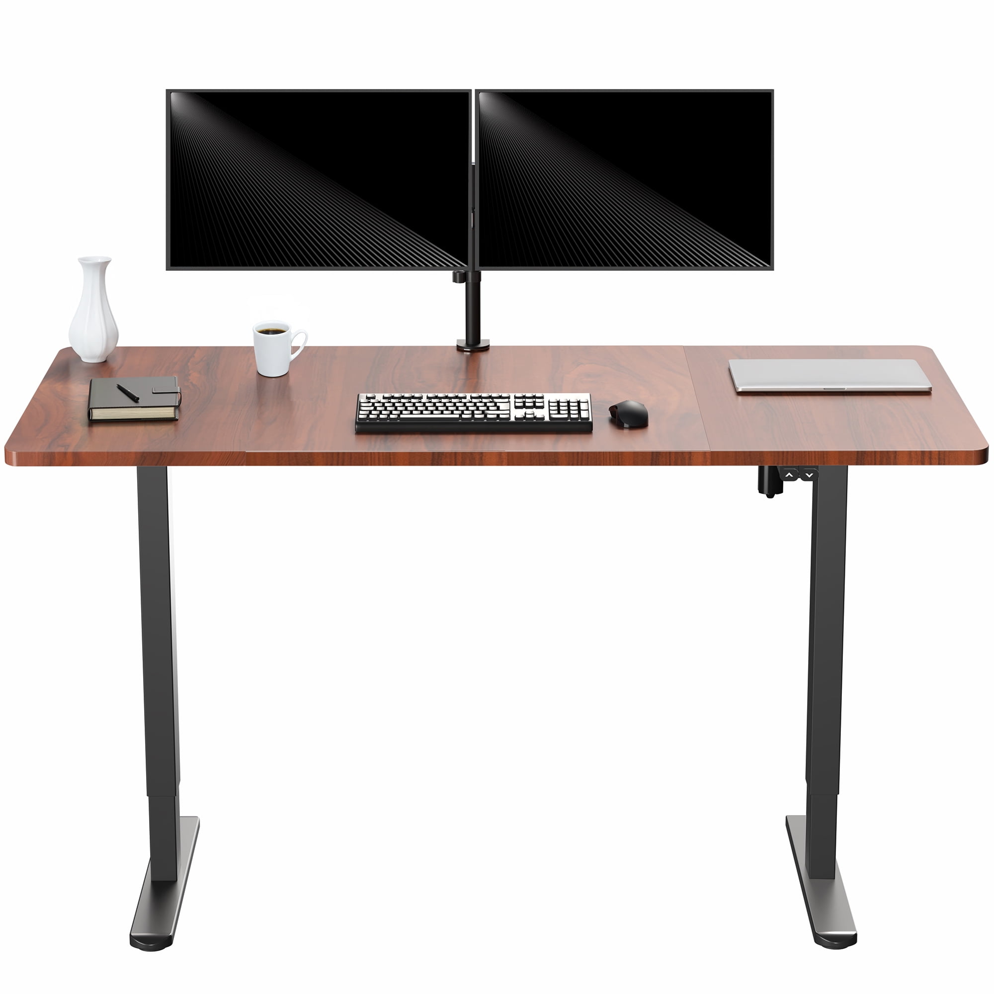 VIVO Electric 60” x 30” Stand Up Desk, Dark Walnut Table Top, Black ...