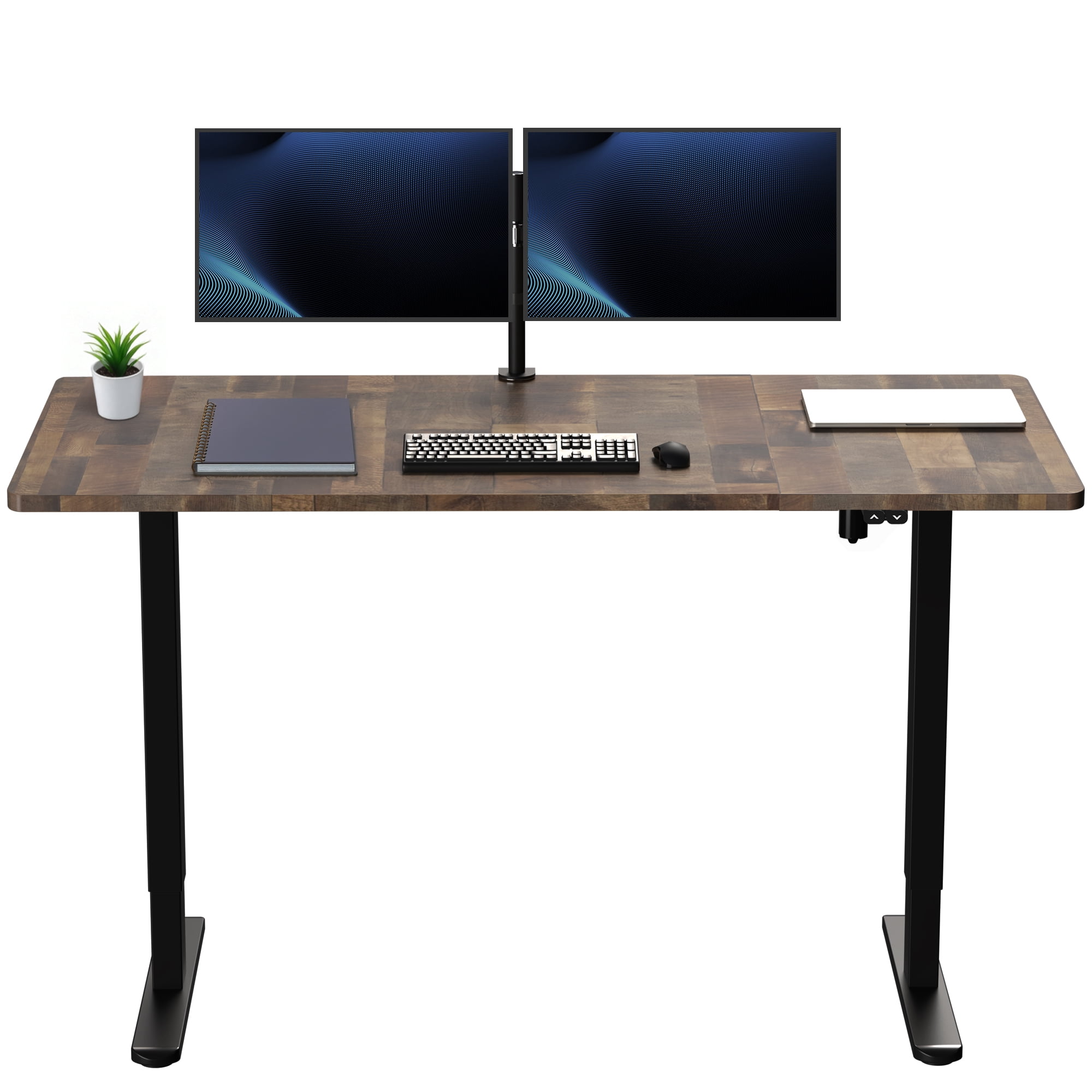 VIVO Electric 60” x 30” Stand Up Desk, Reclaimed Wood Table Top, Black ...