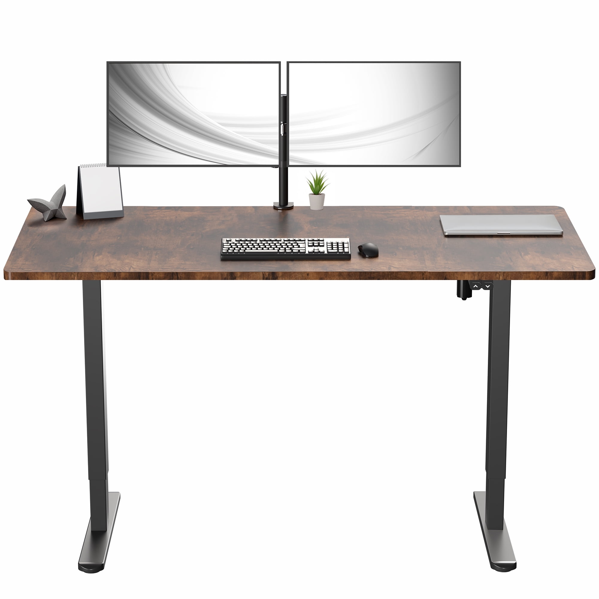VIVO Electric 60” x 30” Stand Up Desk, Vintage Brown Table Top, Black ...